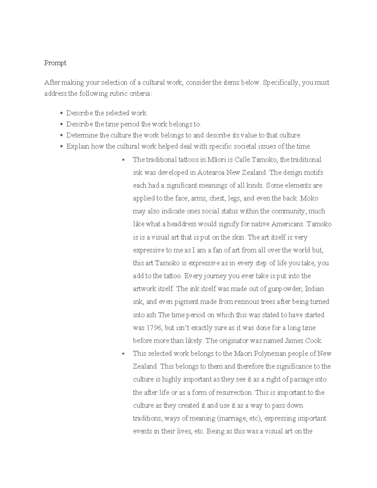 Week five humanities project - Prompt After making your selection of a ...