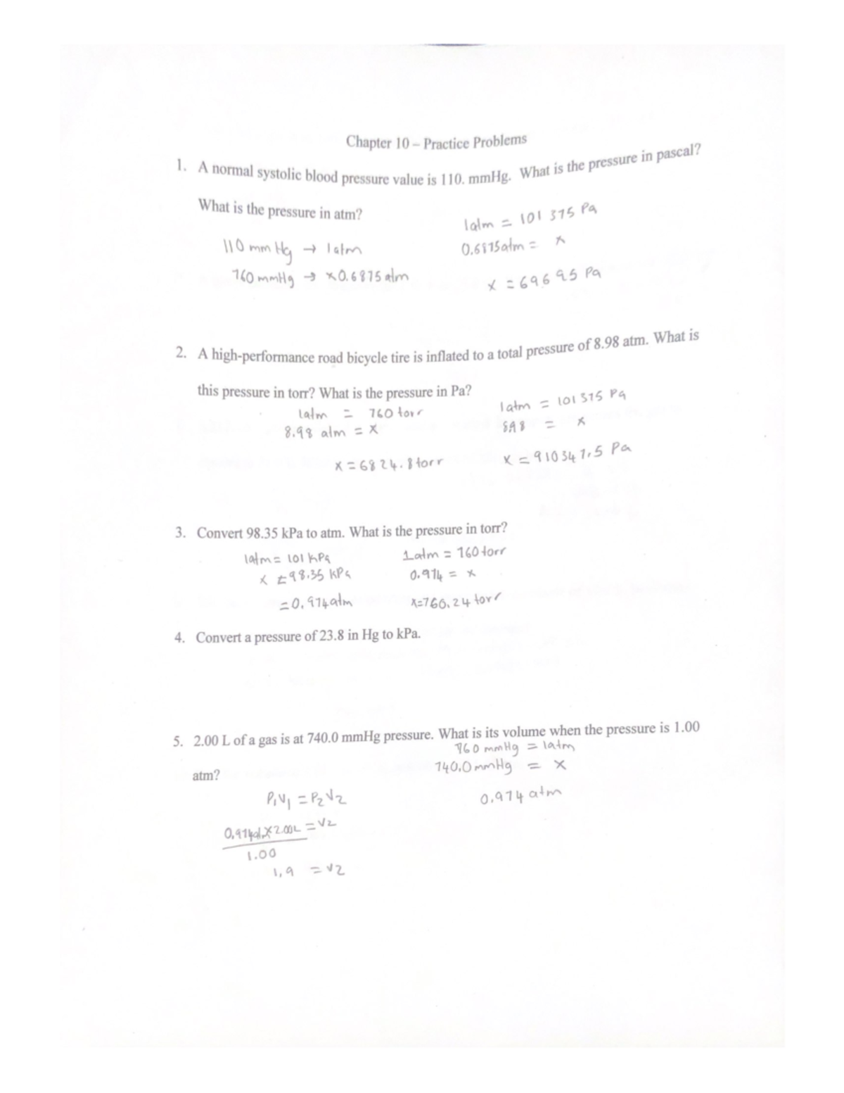 Chapter 10 - Practice Problems - CHE 1210 - Studocu