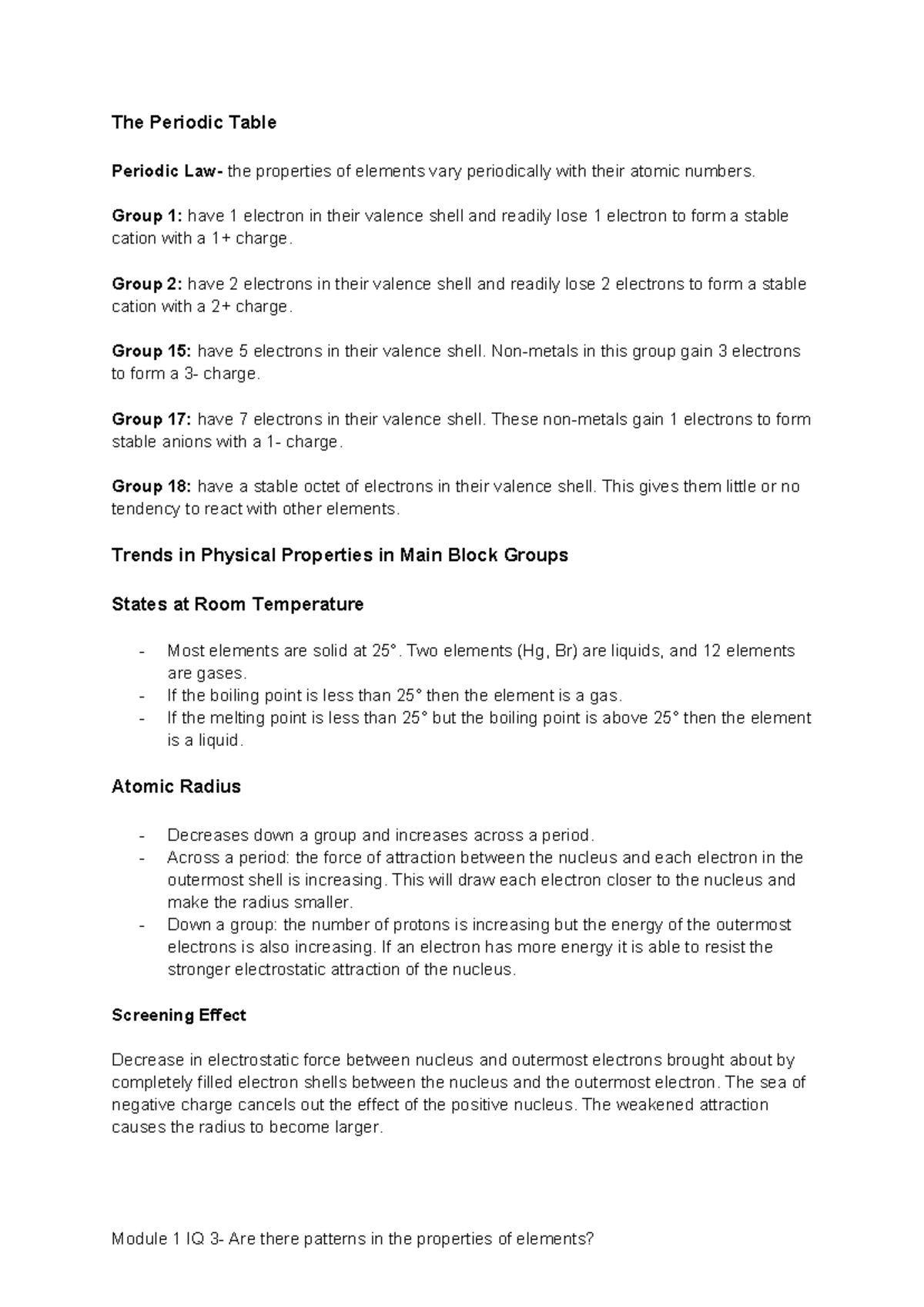 Module 1 IQ 3 - Detailed notes for Preliminary Chemistry NSW. - The ...