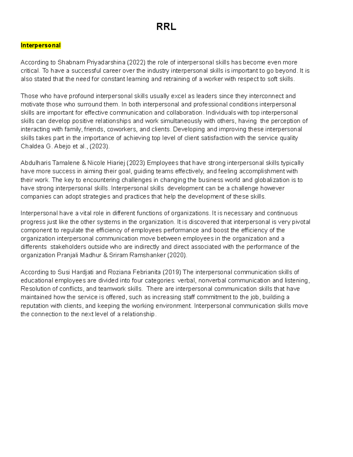 RRL Interpersonal - XZD - RRL Interpersonal According to Shabnam ...
