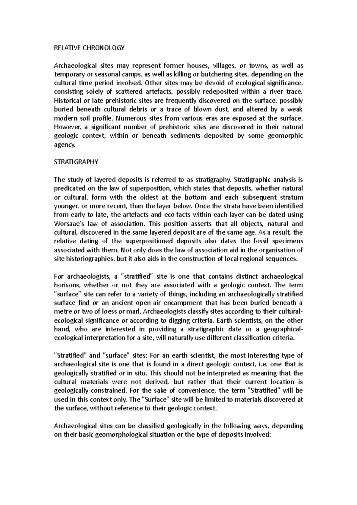 Relative Chronology - Lecture notes 13 - RELATIVE CHRONOLOGY ...