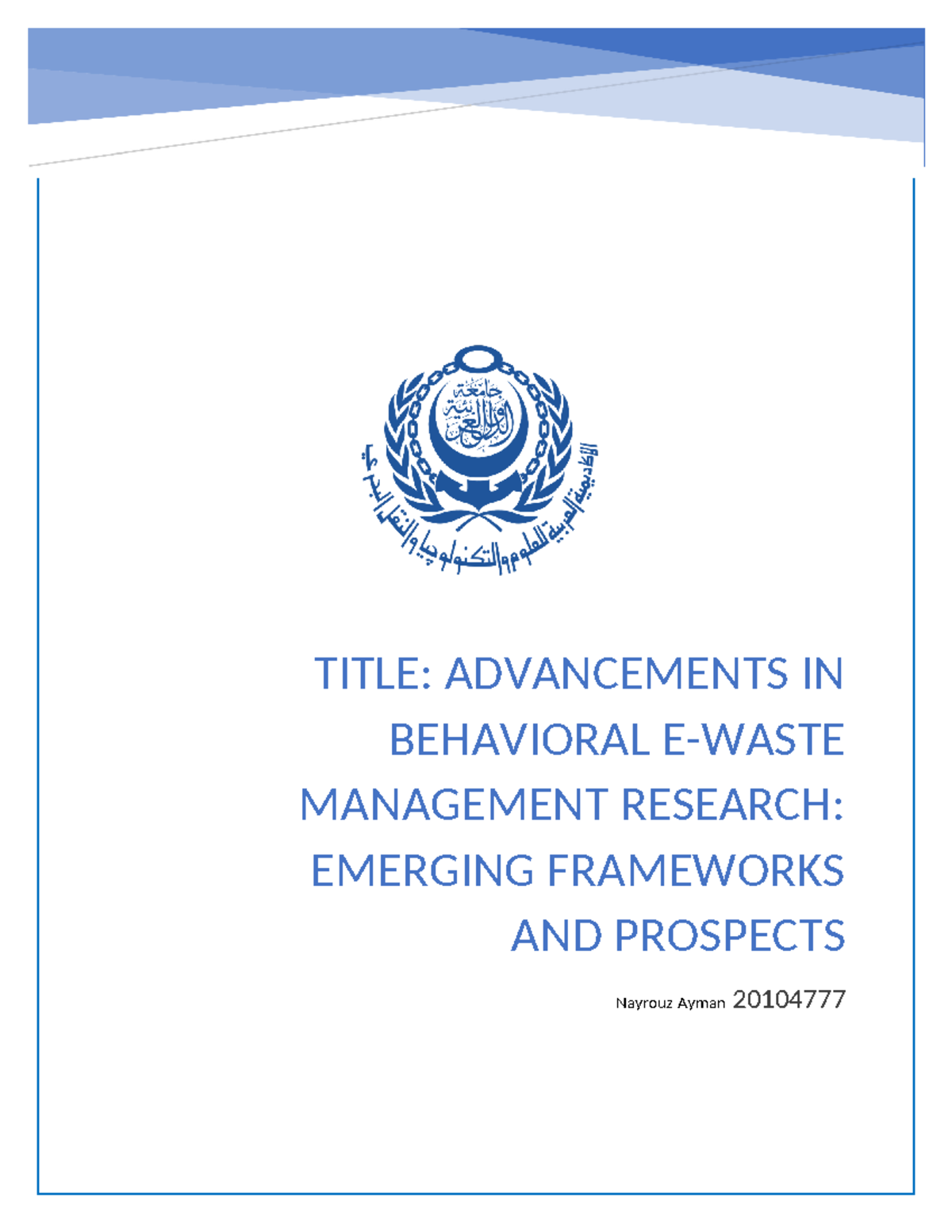 Advancements in Behavioral E-Waste Management Research Emerging ...