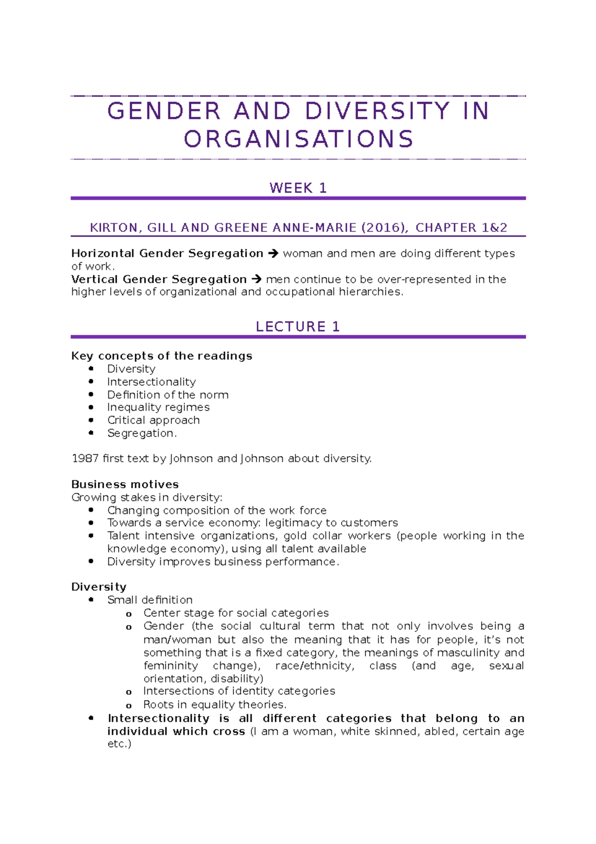 Preparation meetings Gender and Diversity in Organisations - GENDER AND ...