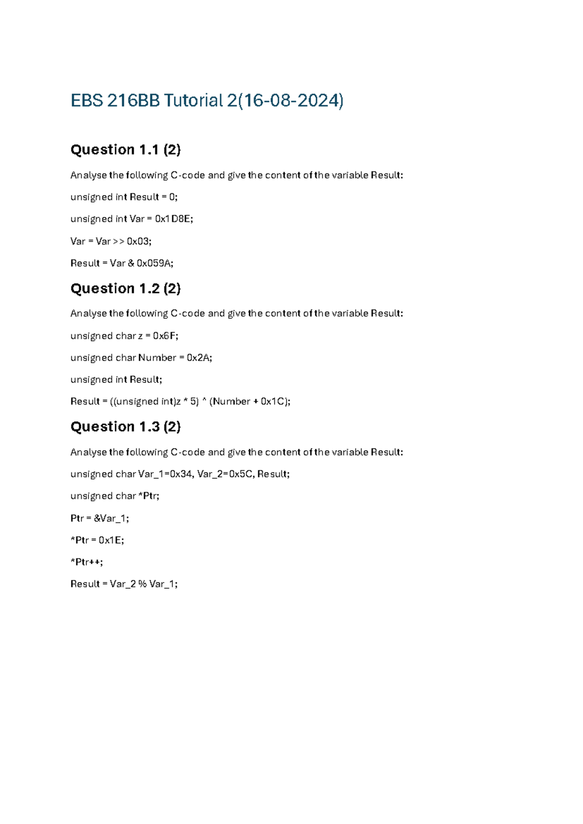 EBS 216BB Tutorial 2 - The sensor produces an output voltage from 0V to ...
