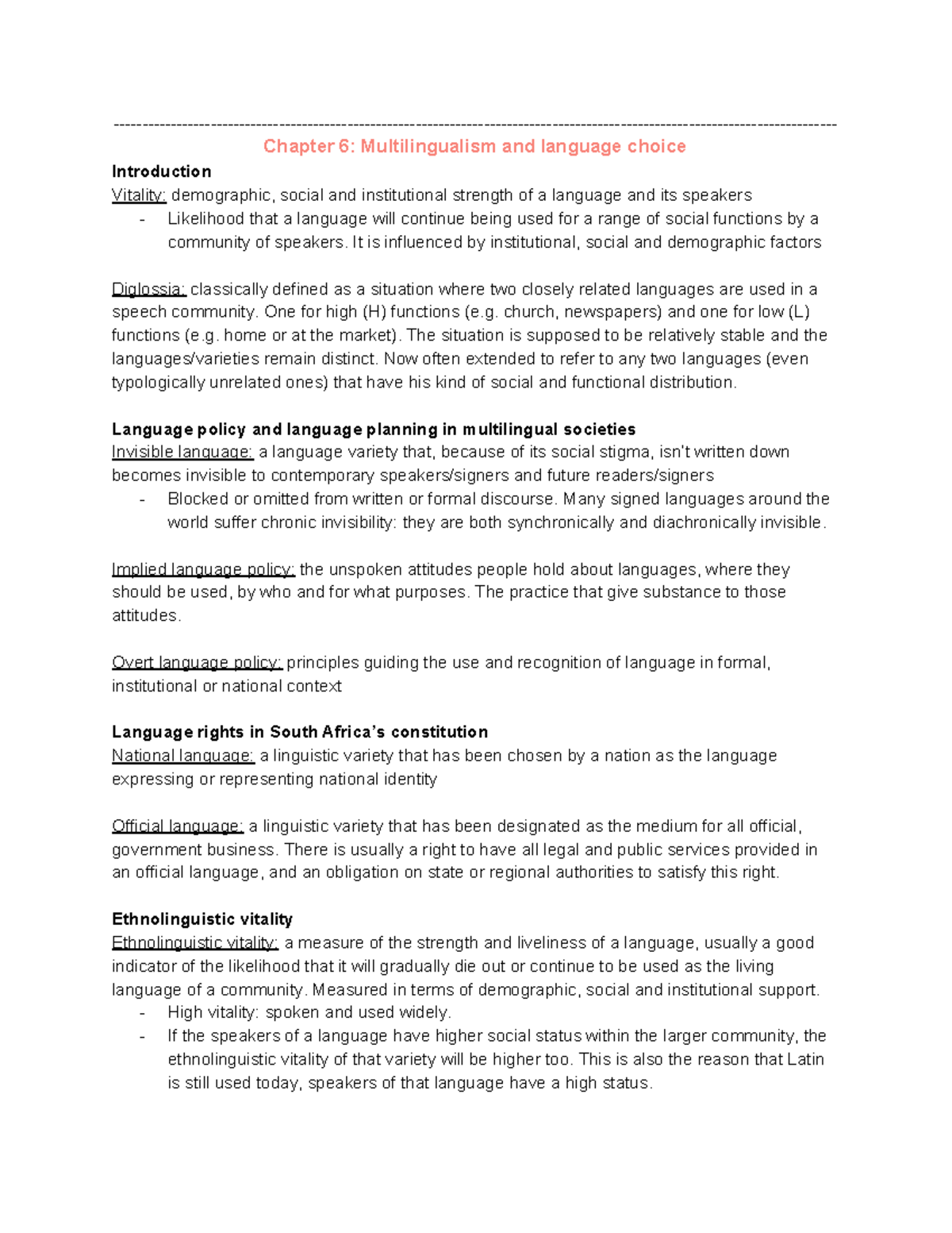 Introducing sociolinguistics chapter 6-11 summary - Chapter 6 ...