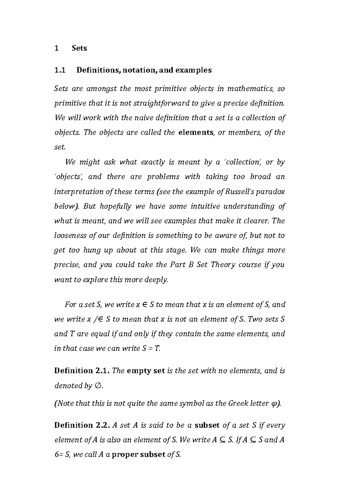 Sets: Definitions Notation and Examples - Studocu