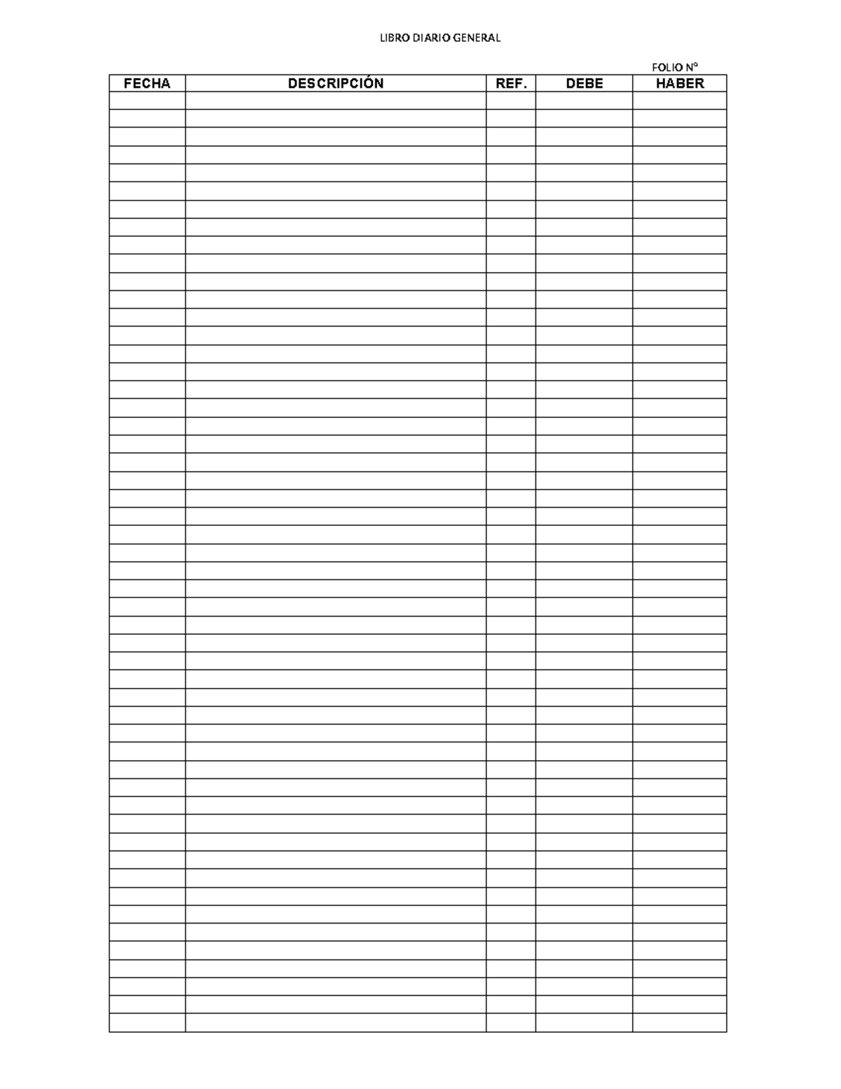 Modelos DE Formatos Diario- Mayor- Balance - LIBRO DIARIO GENERAL FOLIO ...