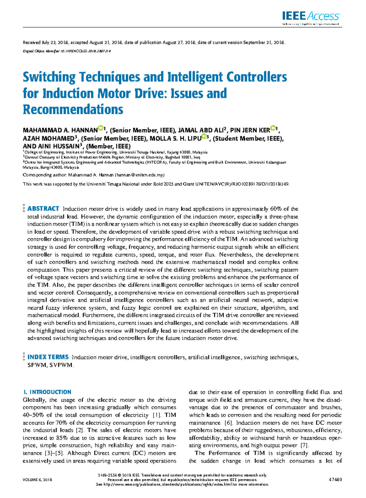Switching Techniques and Intelligent Controllers for Induction Motor ...