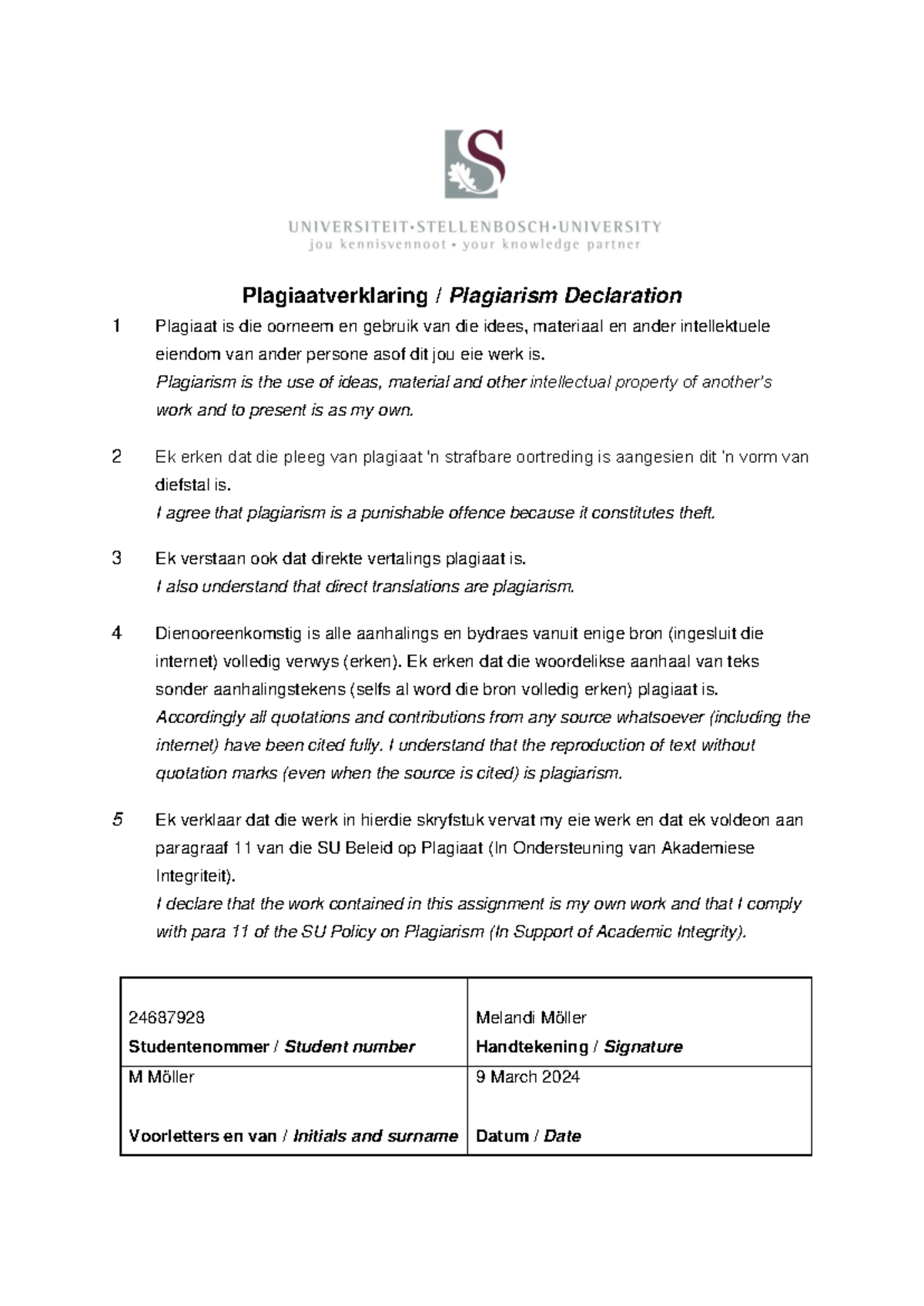 Contracts Tutorial 1 - Tut 1 - Plagiaatverklaring / Plagiarism ...