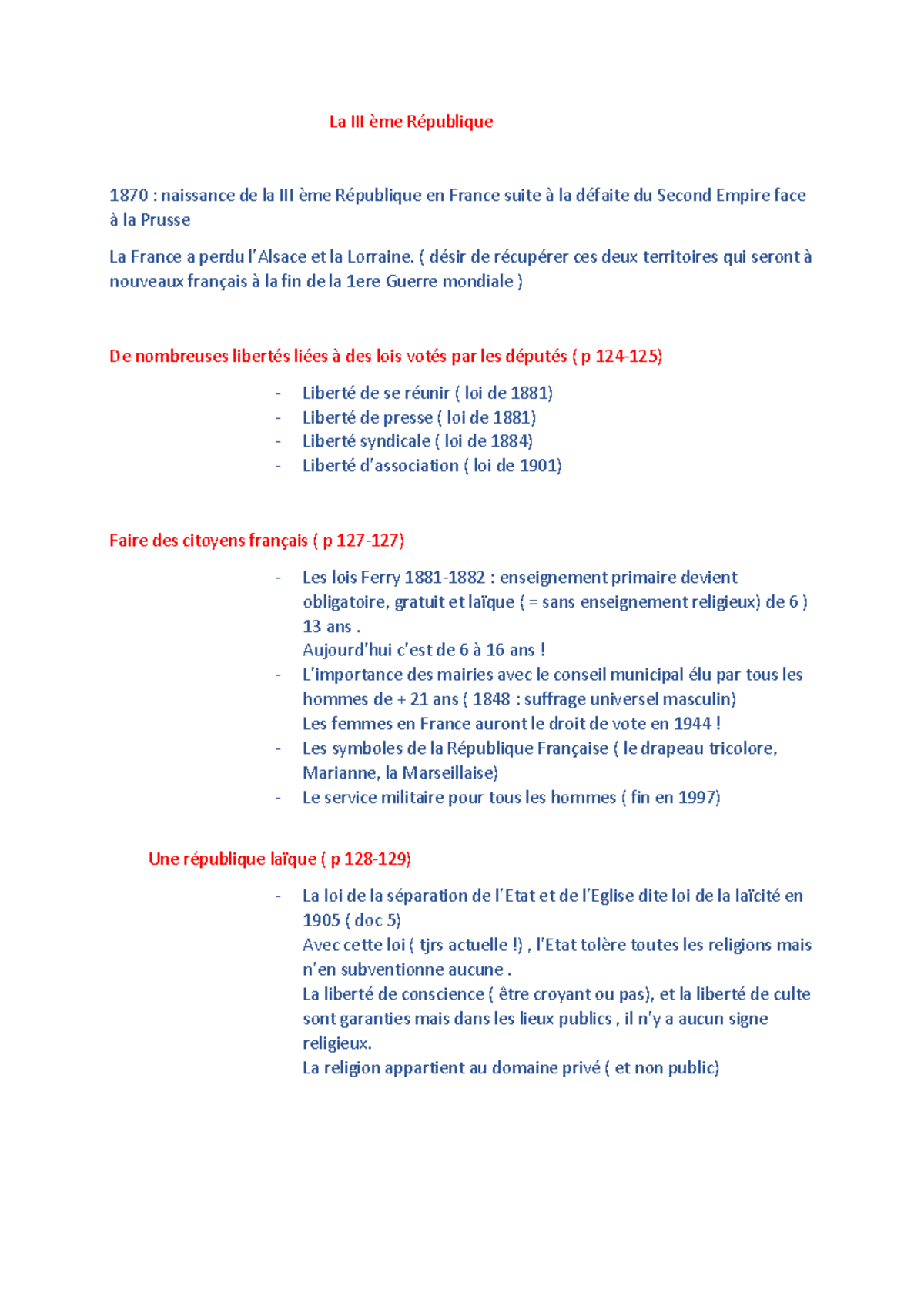 La III republique ...( synthèse des docs) - La III ème République 1870 ...