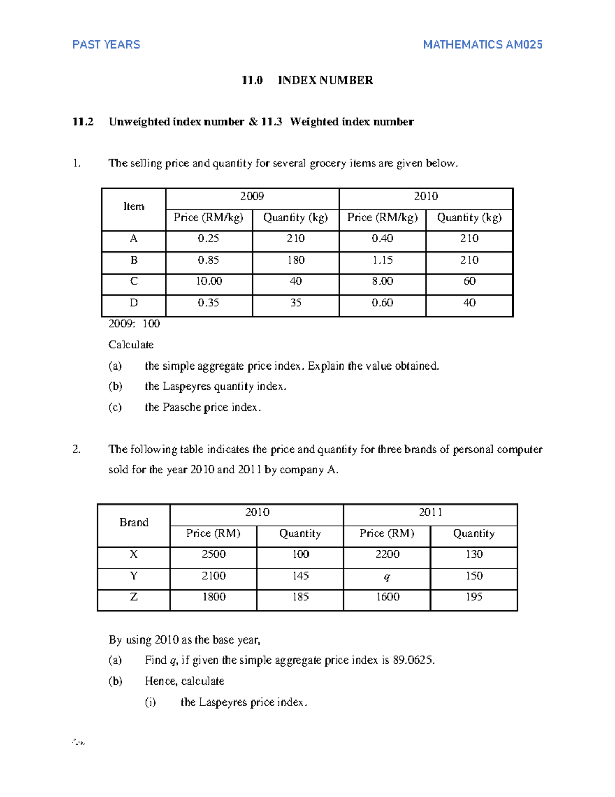 11 Index Number - latihan past year pspm AM025 chapter 11 index number - 11 INDEX NUMBER 11 ...