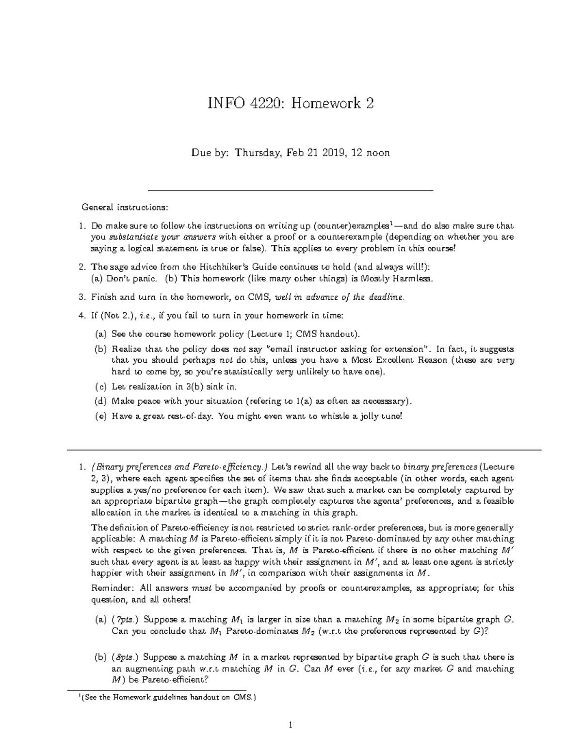 Hw2 solution - INFO 4220: Homework 2 Due by: Thursday, Feb 21 2019, 12 noon General instructions ...