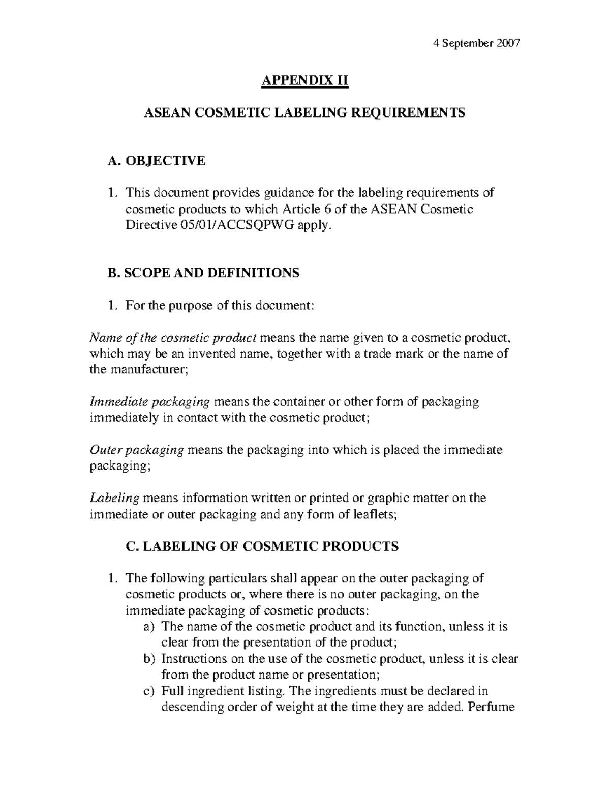 Appendix-II-Cosmetics Labeling-Requirements - APPENDIX II ASEAN ...