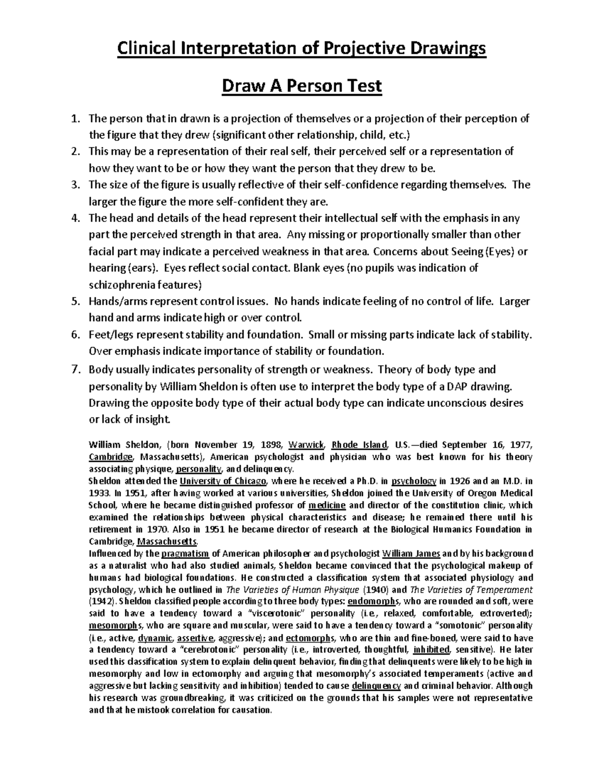 Clinical Interpretation of Projective Drawings - The person that in ...