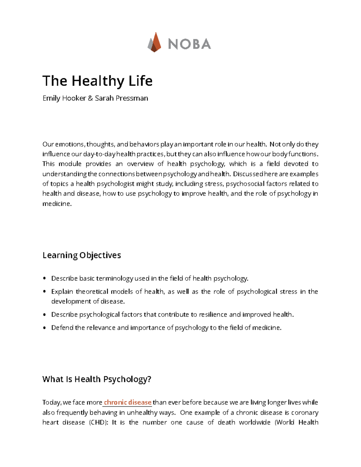1 - The Healthy Life- Psych 101 - Psychology - University of the ...