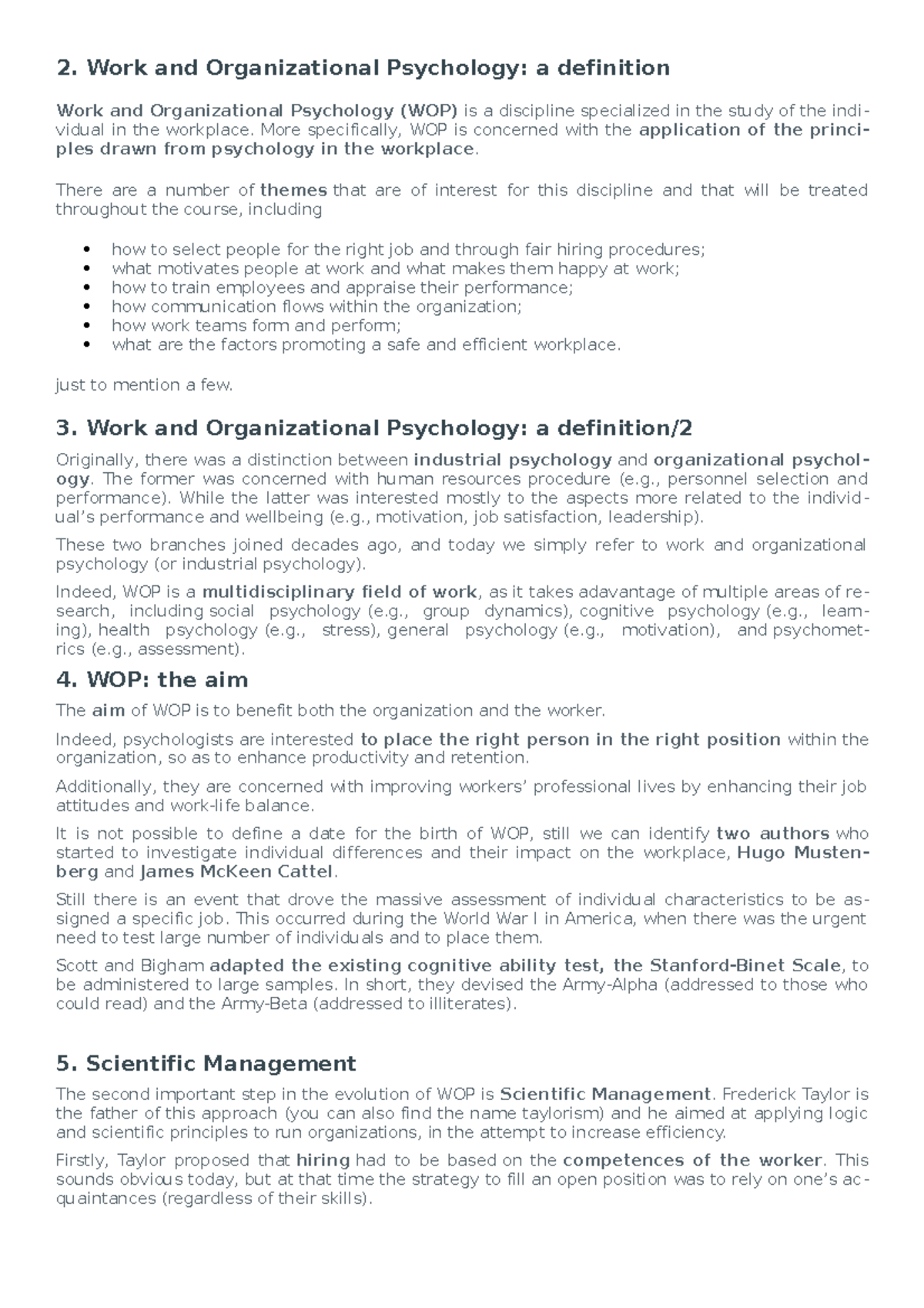 1. A definition of WOP - Prof Valeria Orso - 2. Work and Organizational ...