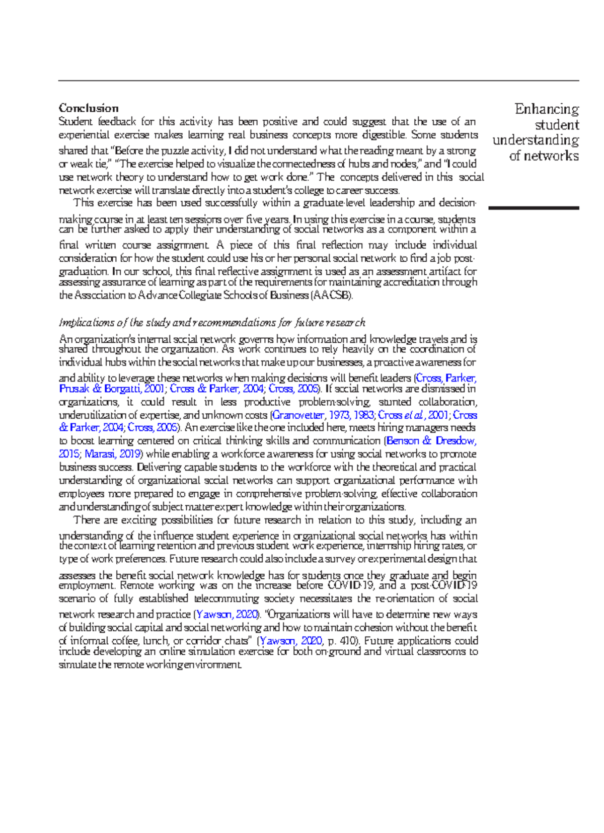 Enhancing student understanding of networks using experiential learning ...
