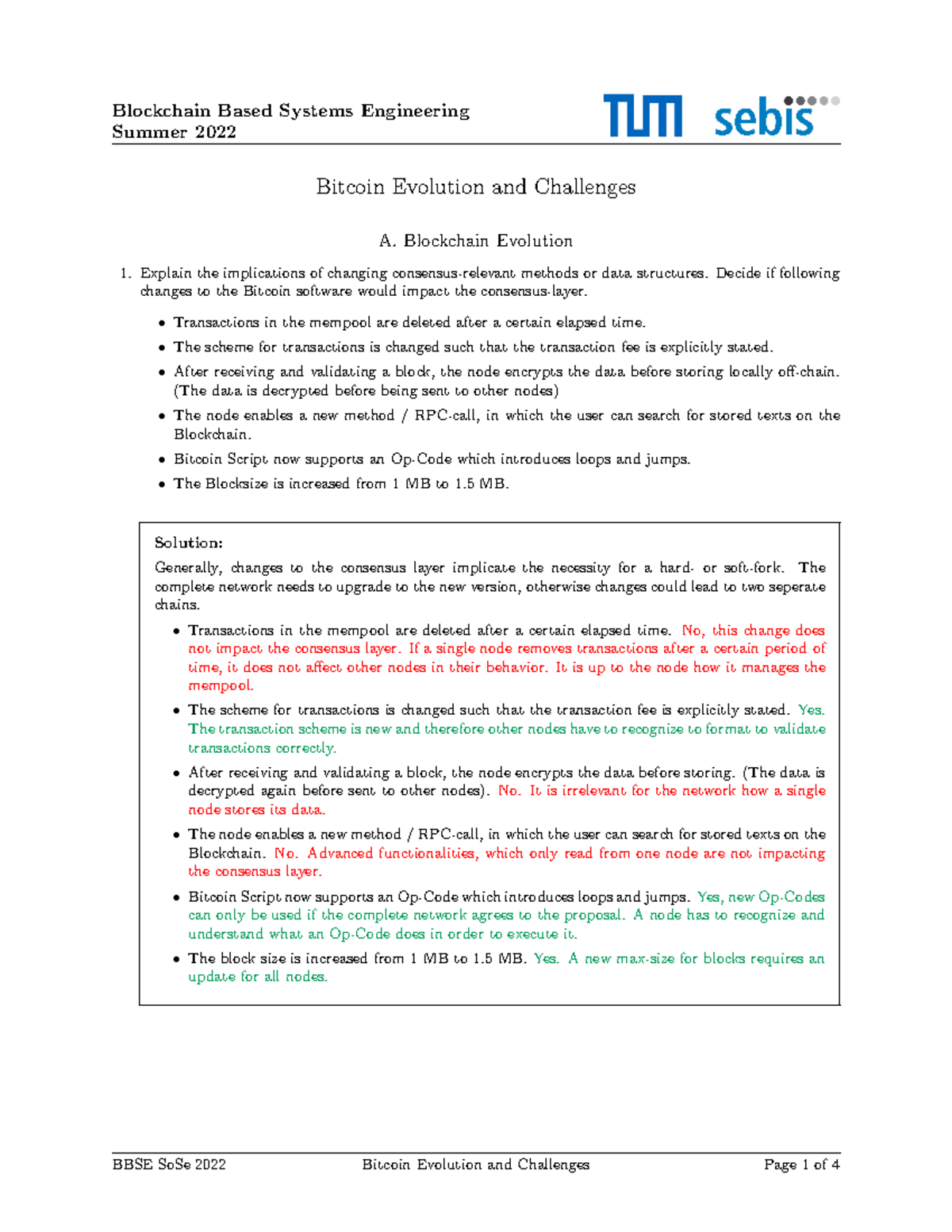 Exercise Bitcoin Evolution and Challenges Solution - Blockchain Based Systems Engineering Summer ...