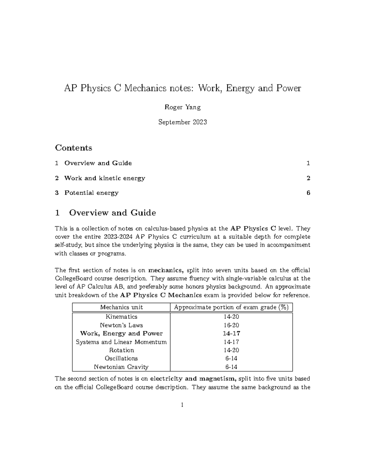 Wep - AP Physics test material Kinematics - AP Physics C Mechanics ...