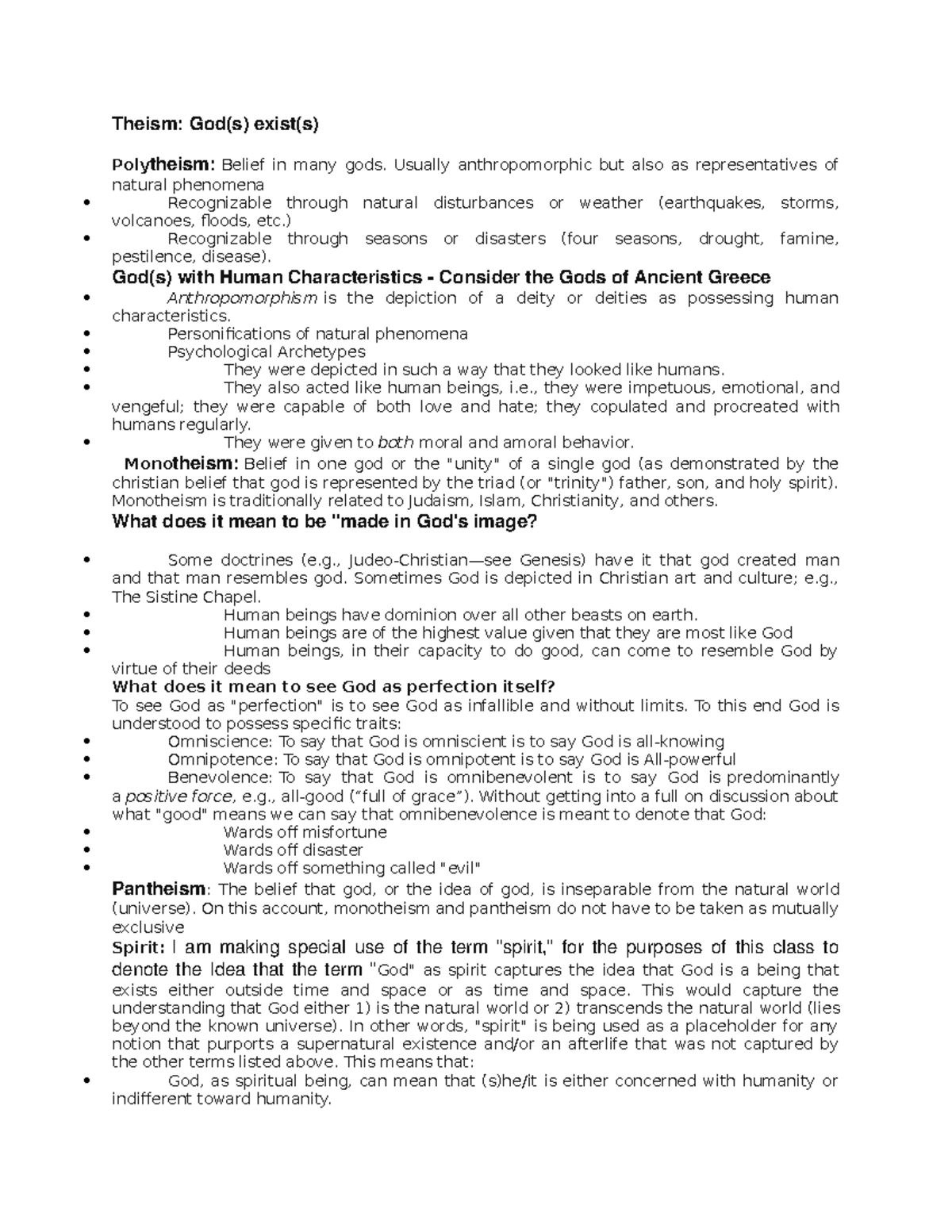 Ethics 3 - Lecture notes Chapter 2 - Theism: God(s) exist(s) Polytheism ...