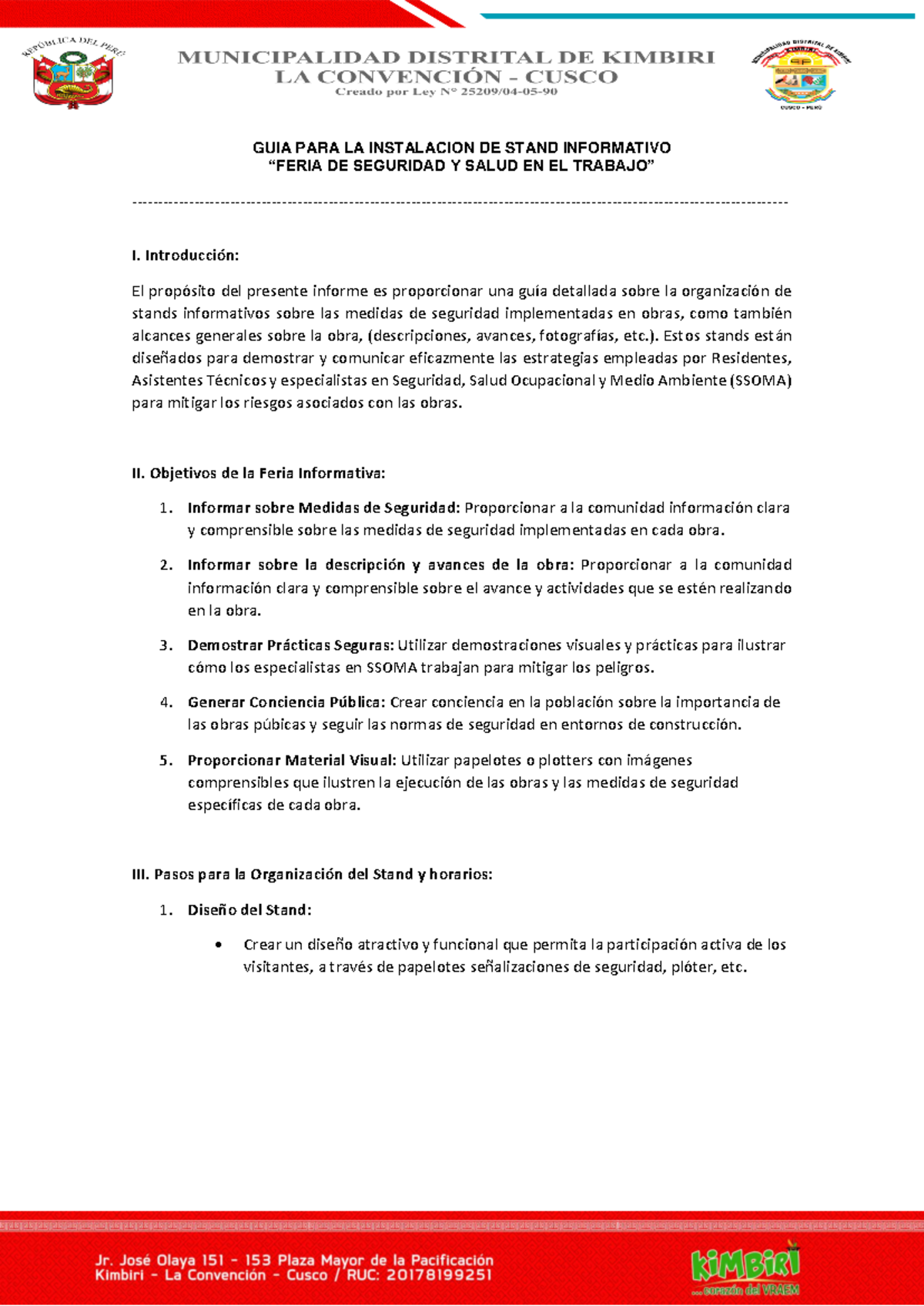 Informe GUIA PARA Feria - GUIA PARA LA INSTALACION DE STAND INFORMATIVO ...