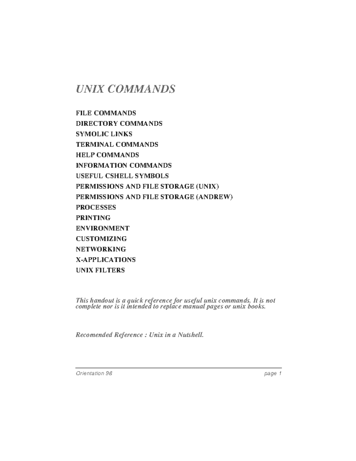 Unix cmd - Unix_cmd - UNIX COMMANDS FILE COMMANDS DIRECTORY COMMANDS ...