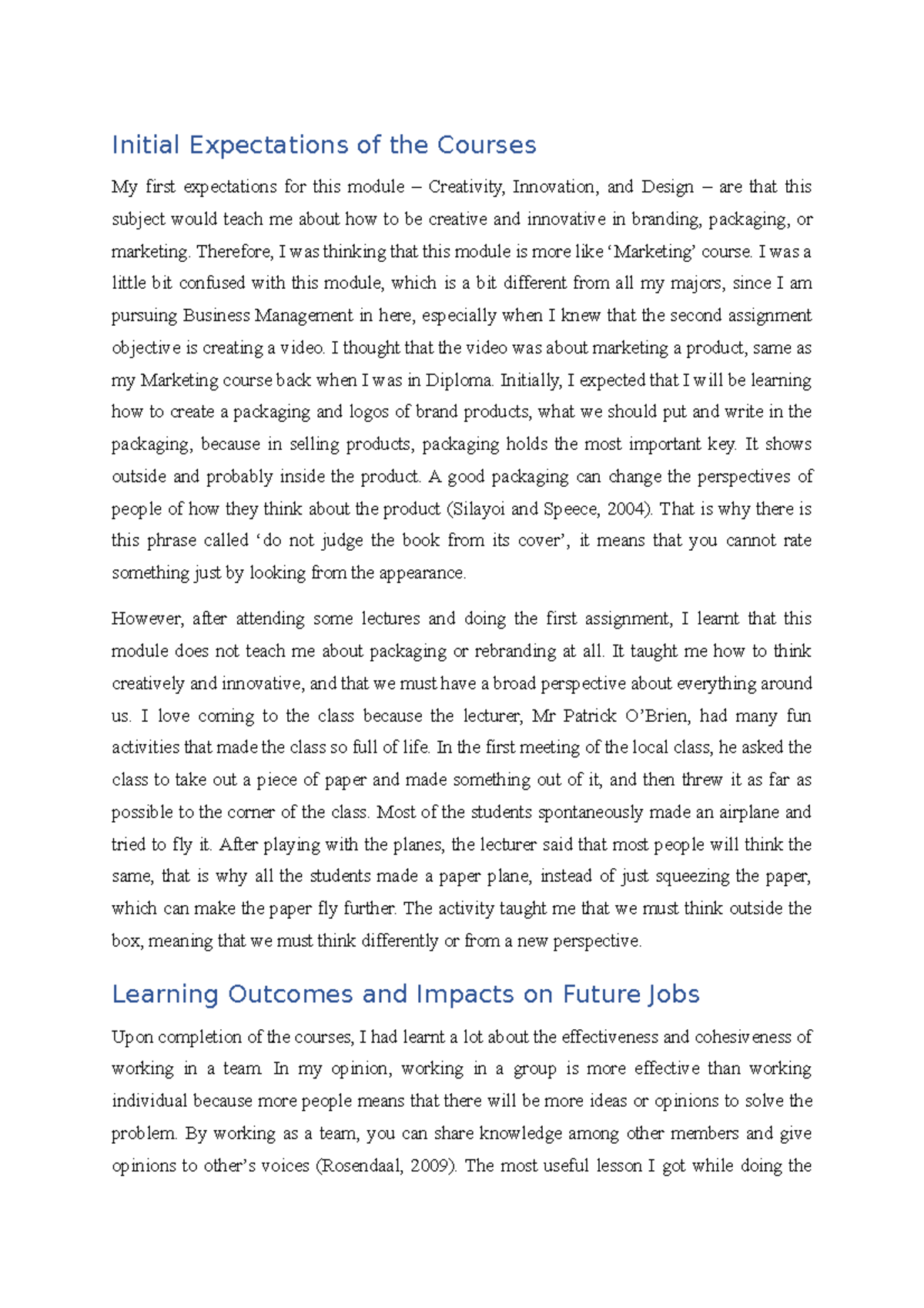 Assignment 3 - Initial Expectations of the Courses My first ...