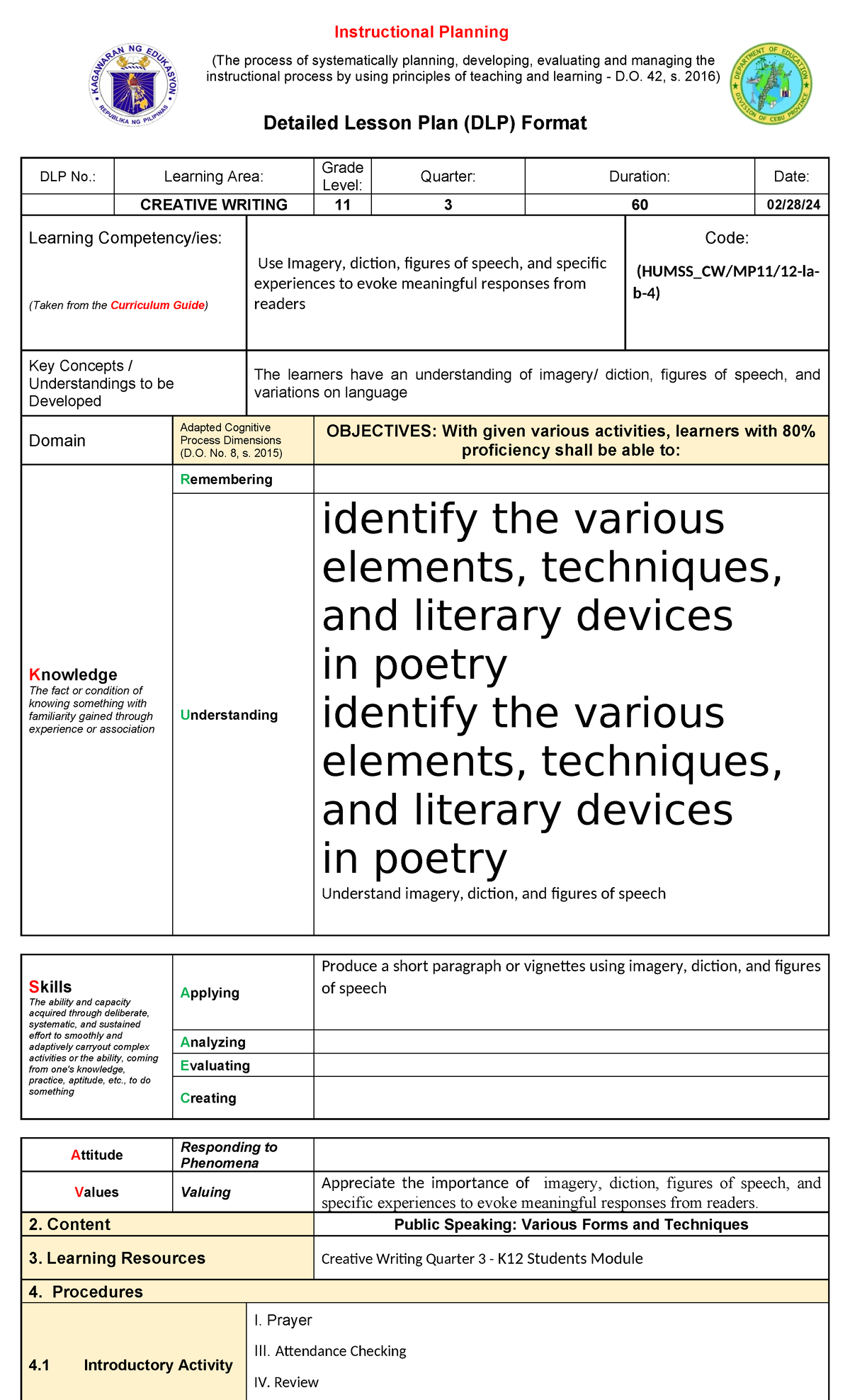 Lesson-Plan- third quarter - Instructional Planning (The process of ...