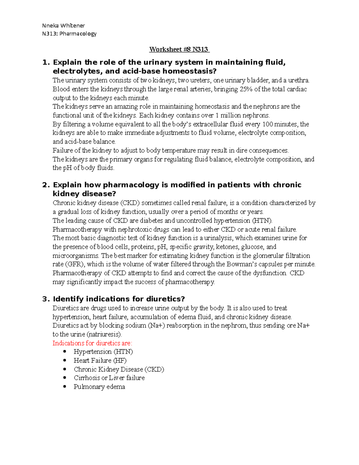 Worksheet #8 N313 - Pharmacotherapy can be used to treat psychological ...