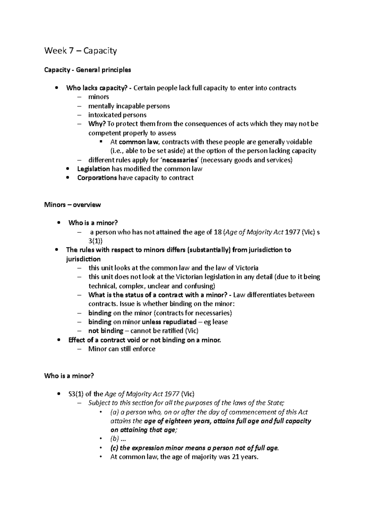 Week 7 - Capacity - Lecture notes week 7 - Week 7 – Capacity Capacity ...
