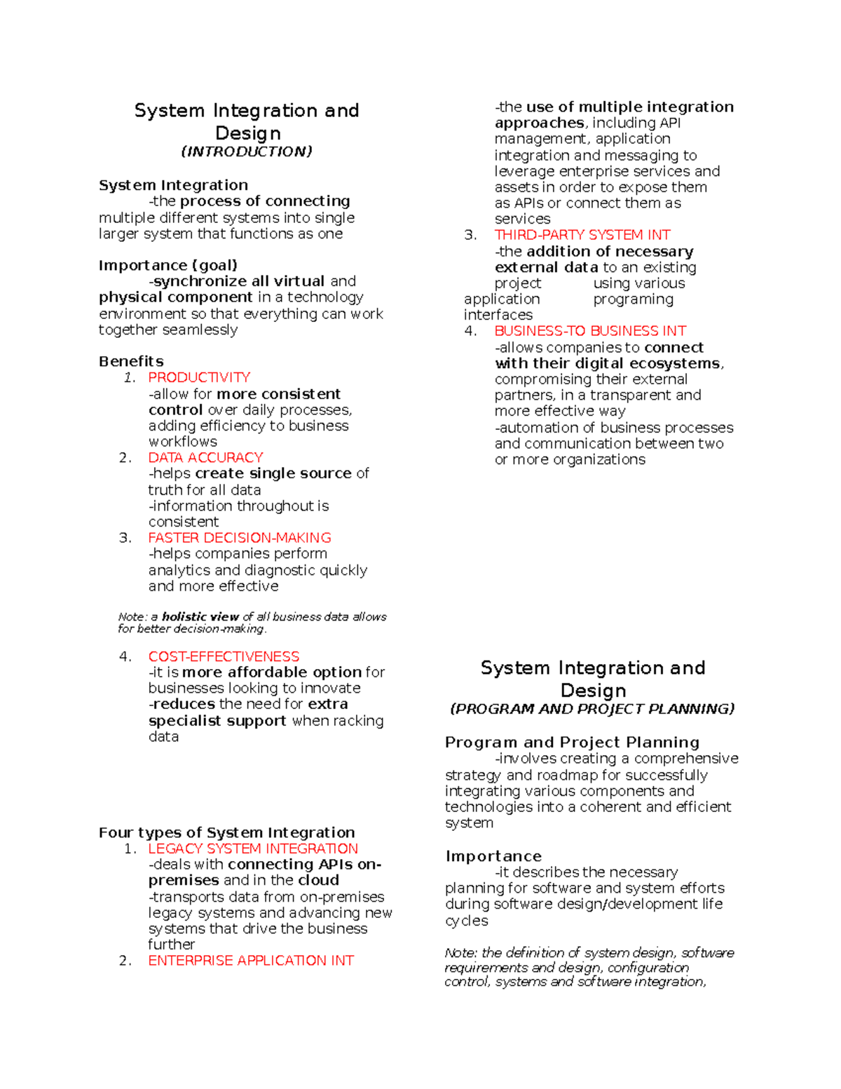 System Integration And Architecture Reviewer System Integration And Design Introduction