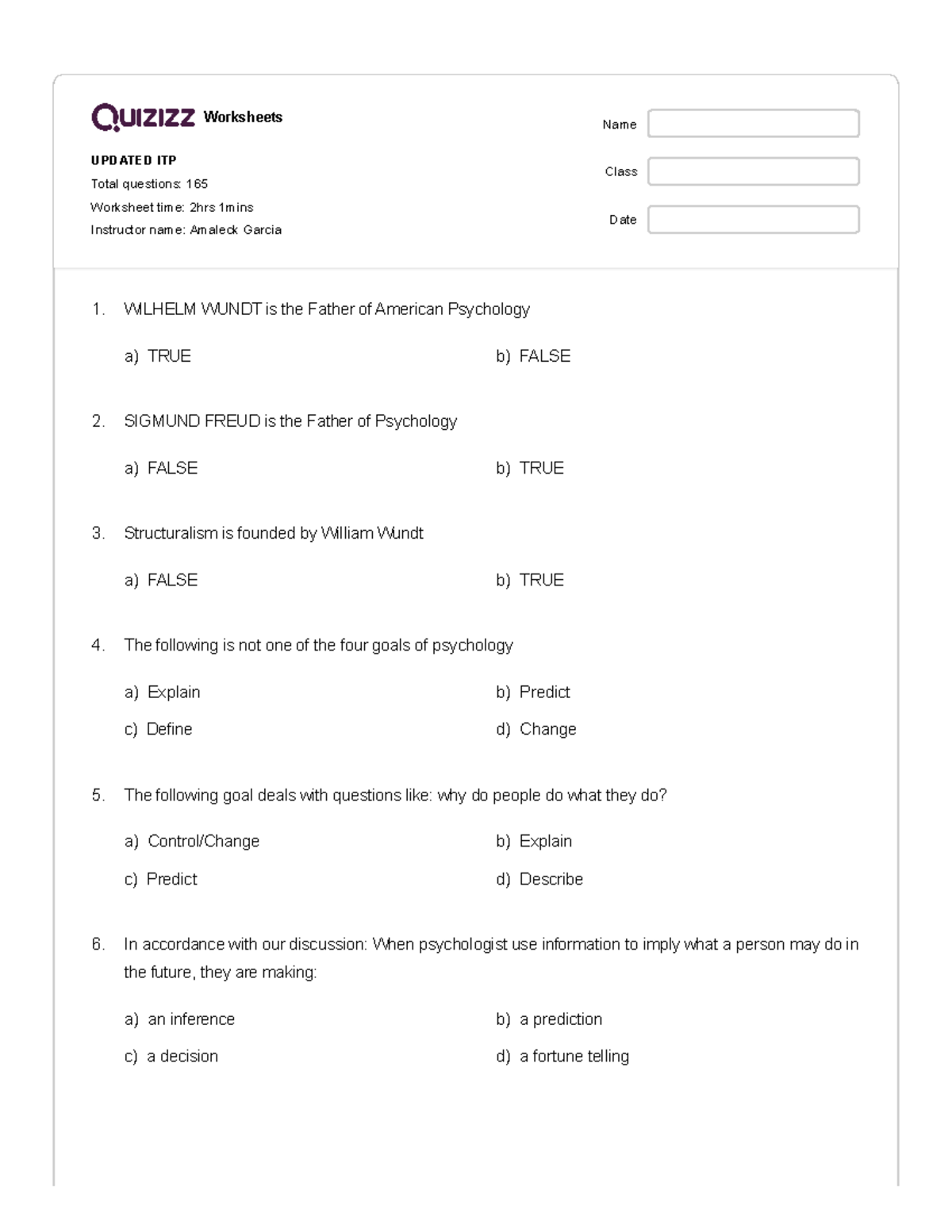 Updated ITP Quizizz - This is a set of practice questions for ...