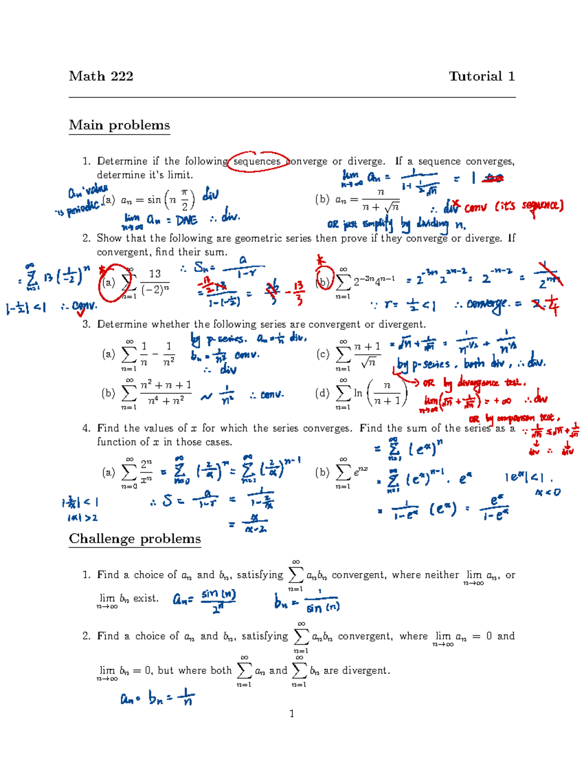 Tutorial 1 - week 1 - Math 222 - McGill - Studocu