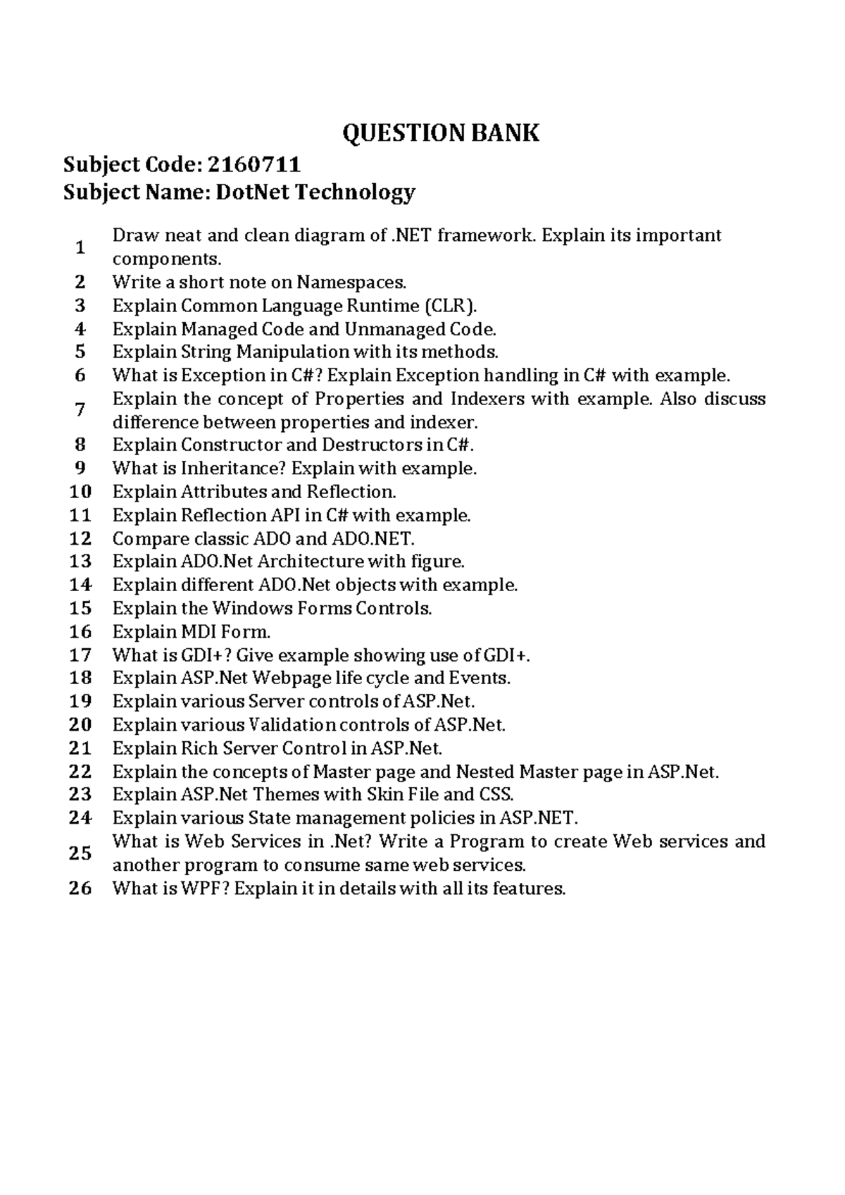 Dotnet Technology-2160711 - Dotnet Technology - GTU - Studocu