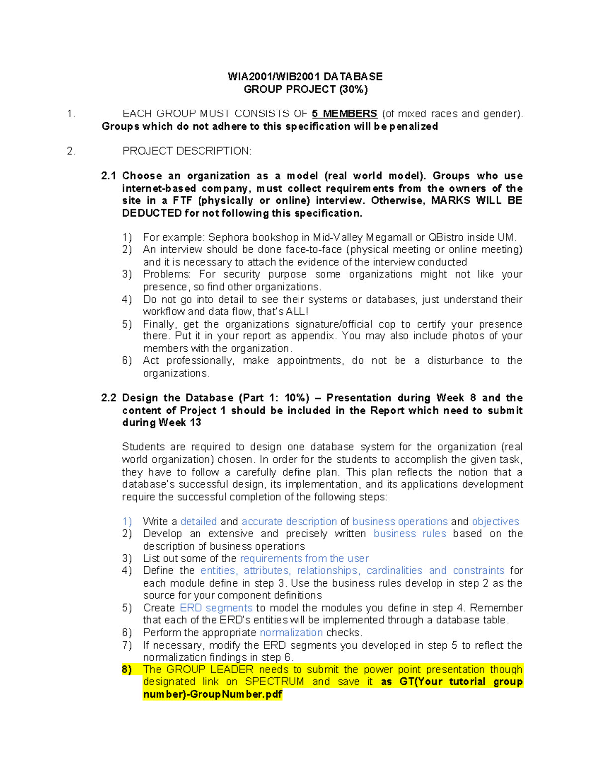 DB Assignment edited v3 - WIA2001/WIB2001 DATABASE GROUP PROJECT (30% ...