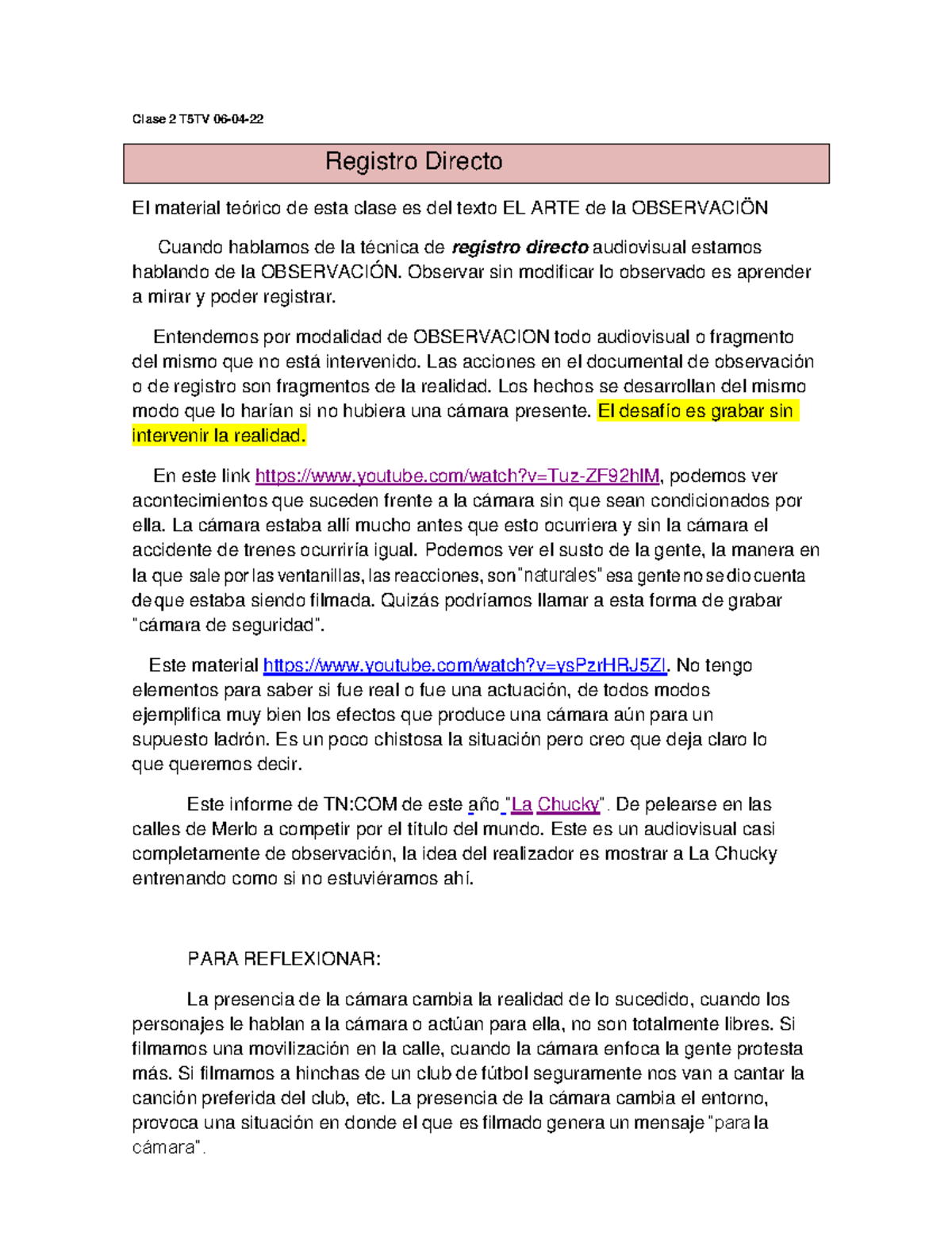 Clase-2-Registro-Directo 2 de taller de televisión de la universidad de la matanza - Clase 2 ...