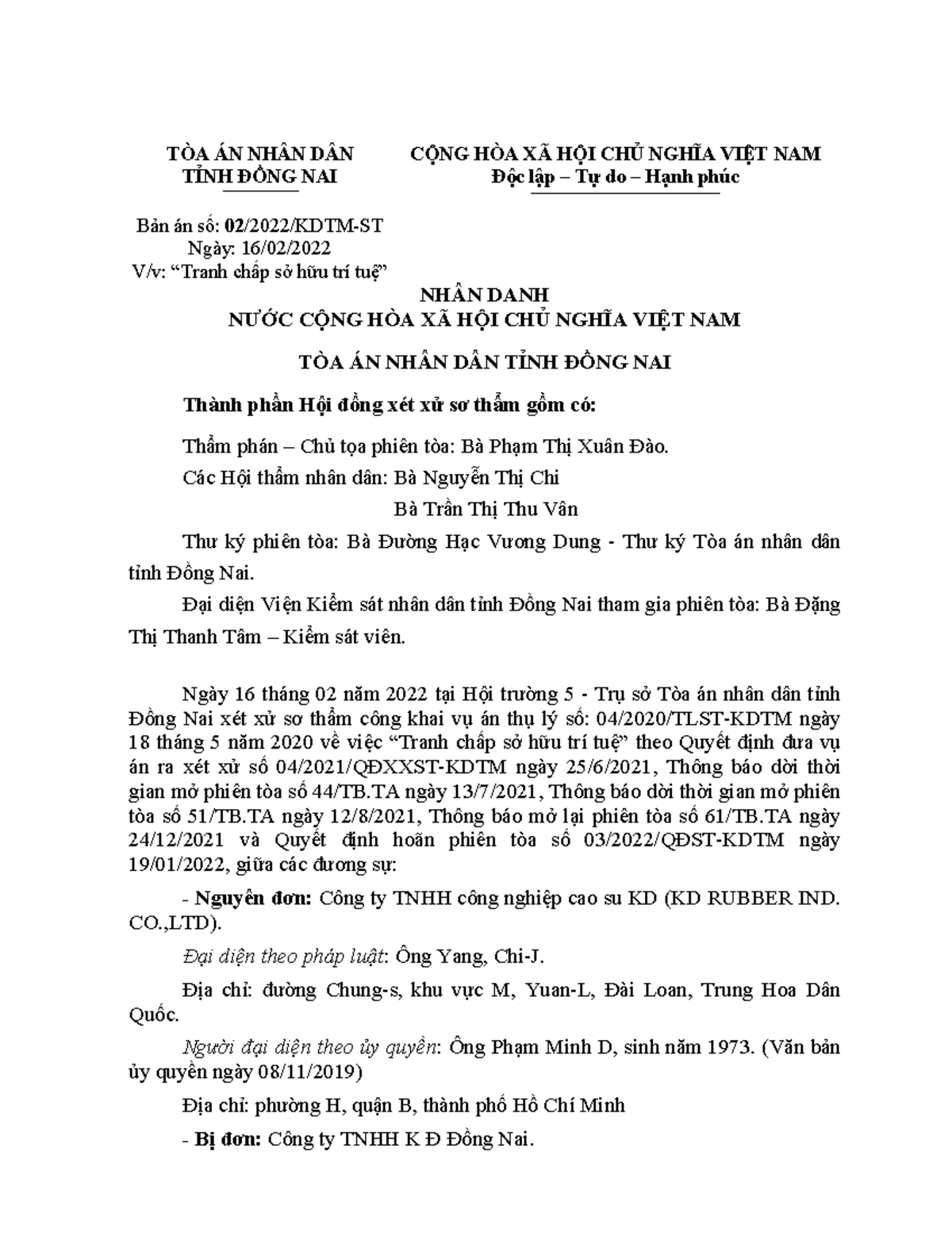 02Cty Ken Da Cty Kenda Dong Nai - TÒA ÁN NHÂN DÂN TỈNH ĐỒNG NAI CỘNG ...