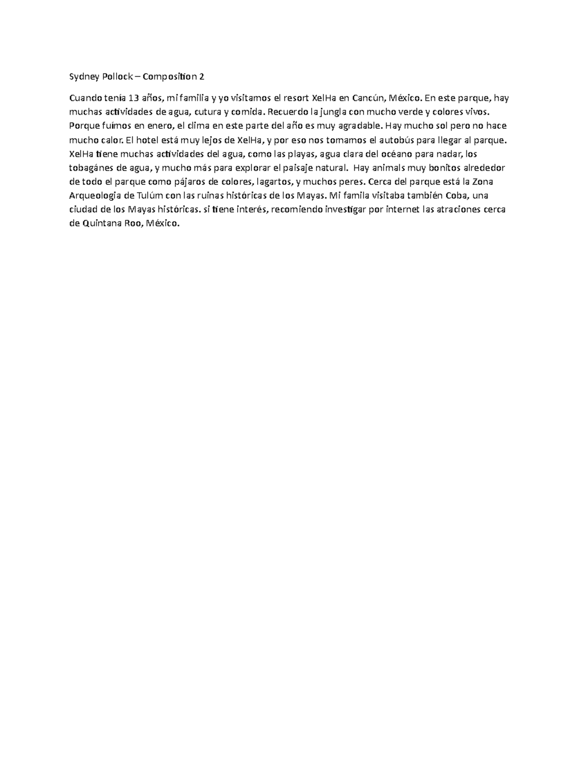 SPA 101 H Composition 2 - Sydney Pollock – Composition 2 Cuando tenía ...