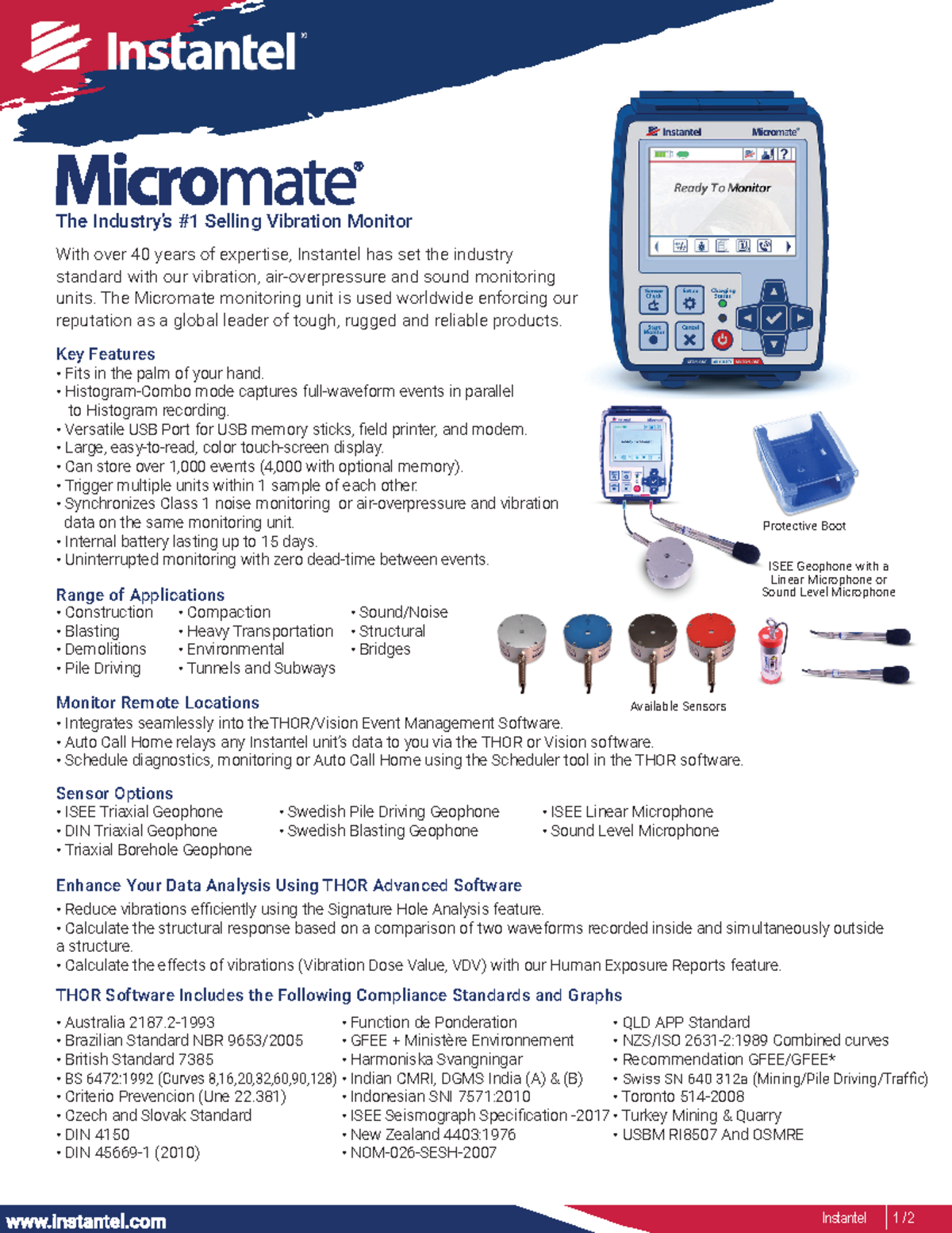 Micromate Spec Sheet - Instantel 1 / 2 The Industry’s #1 Selling ...