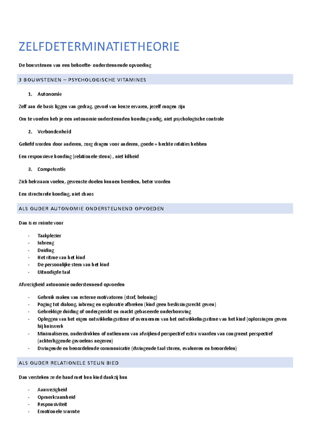 Zelf determinatie theorie - ZELFDETERMINATIETHEORIE De bouwstenen van ...