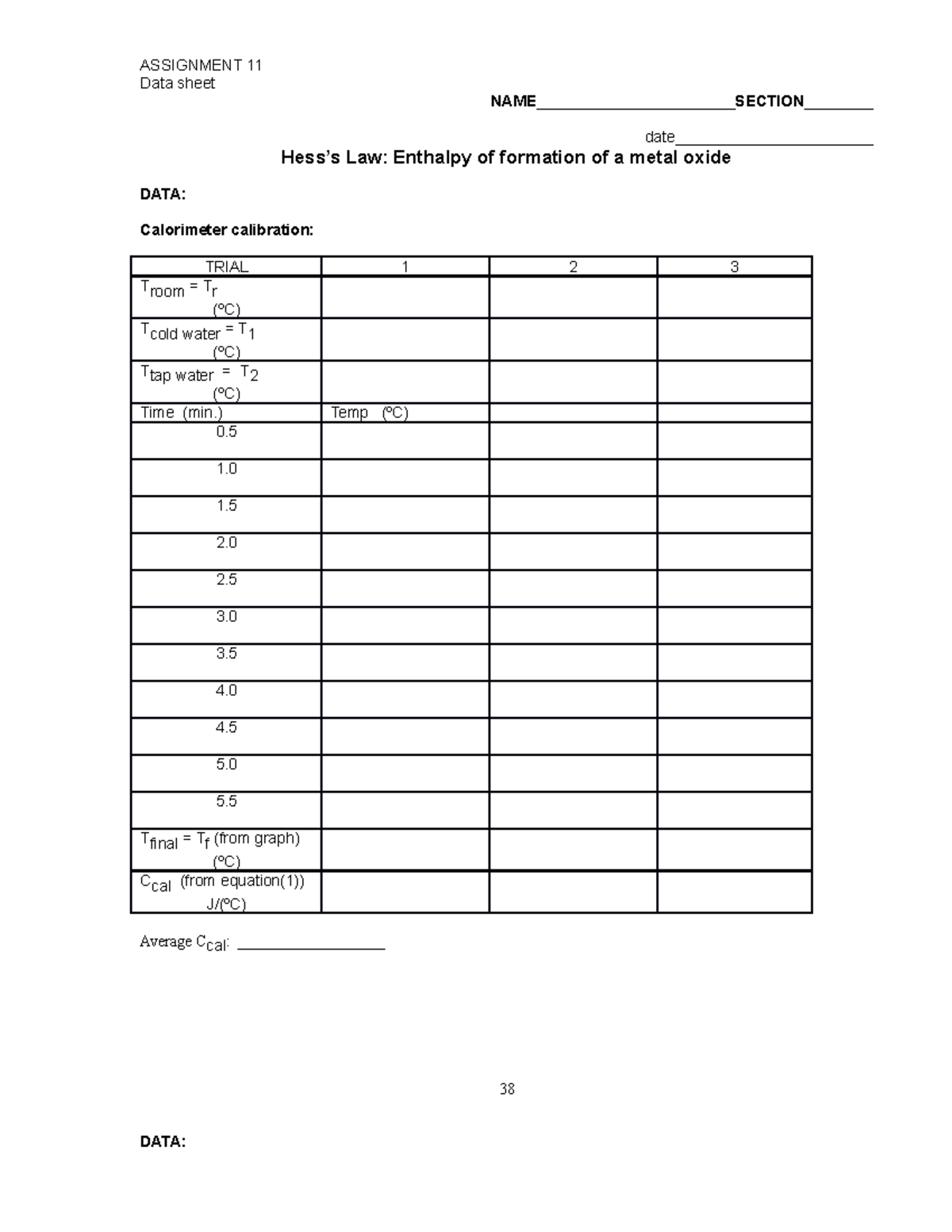 11.1 Hess's law data - Practice materials on chem 1A - ASSIGNMENT 11 ...