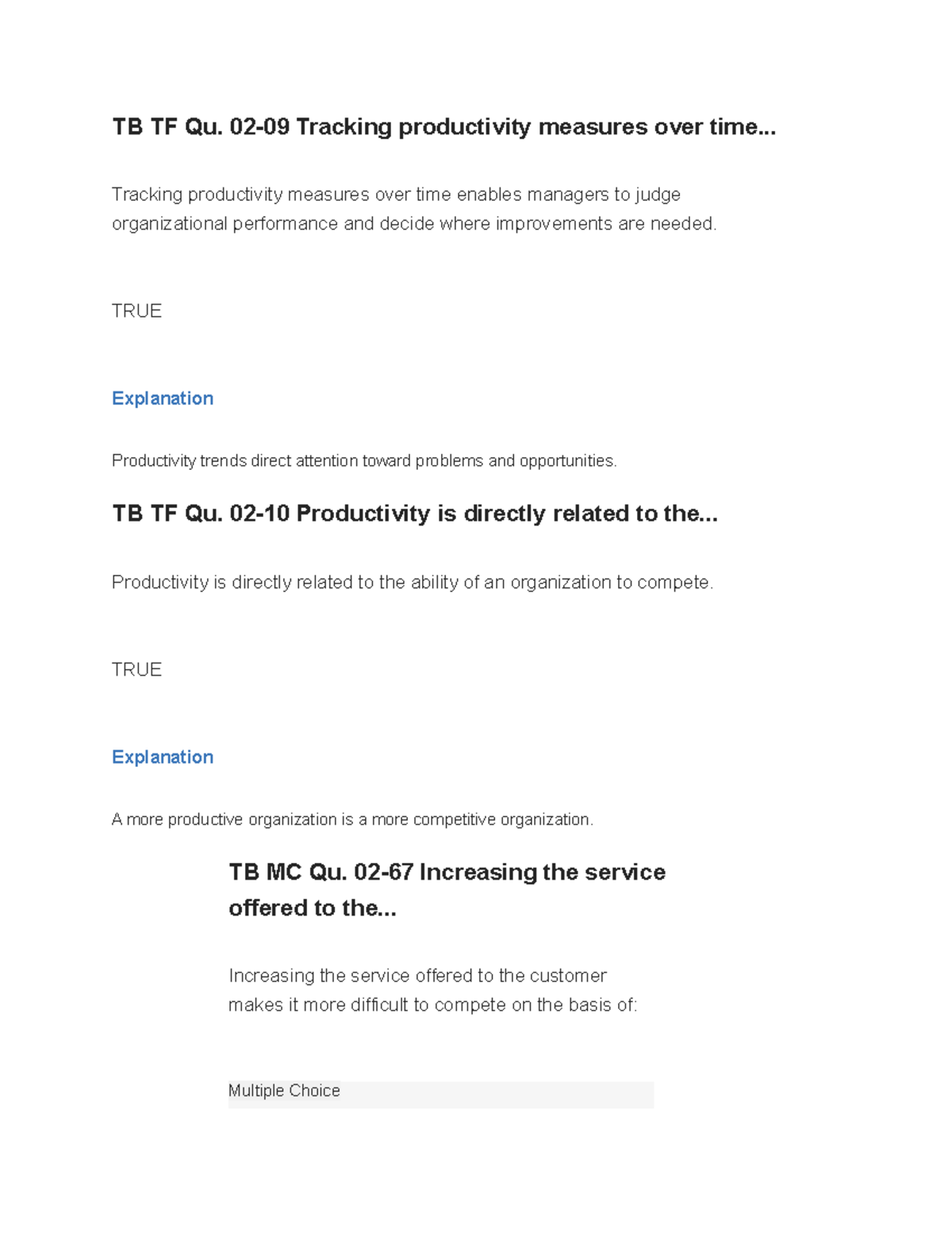 Ch.2 Quiz Part 2 - 20 Question Connect Quiz - TB TF Qu. 02-09 Tracking ...