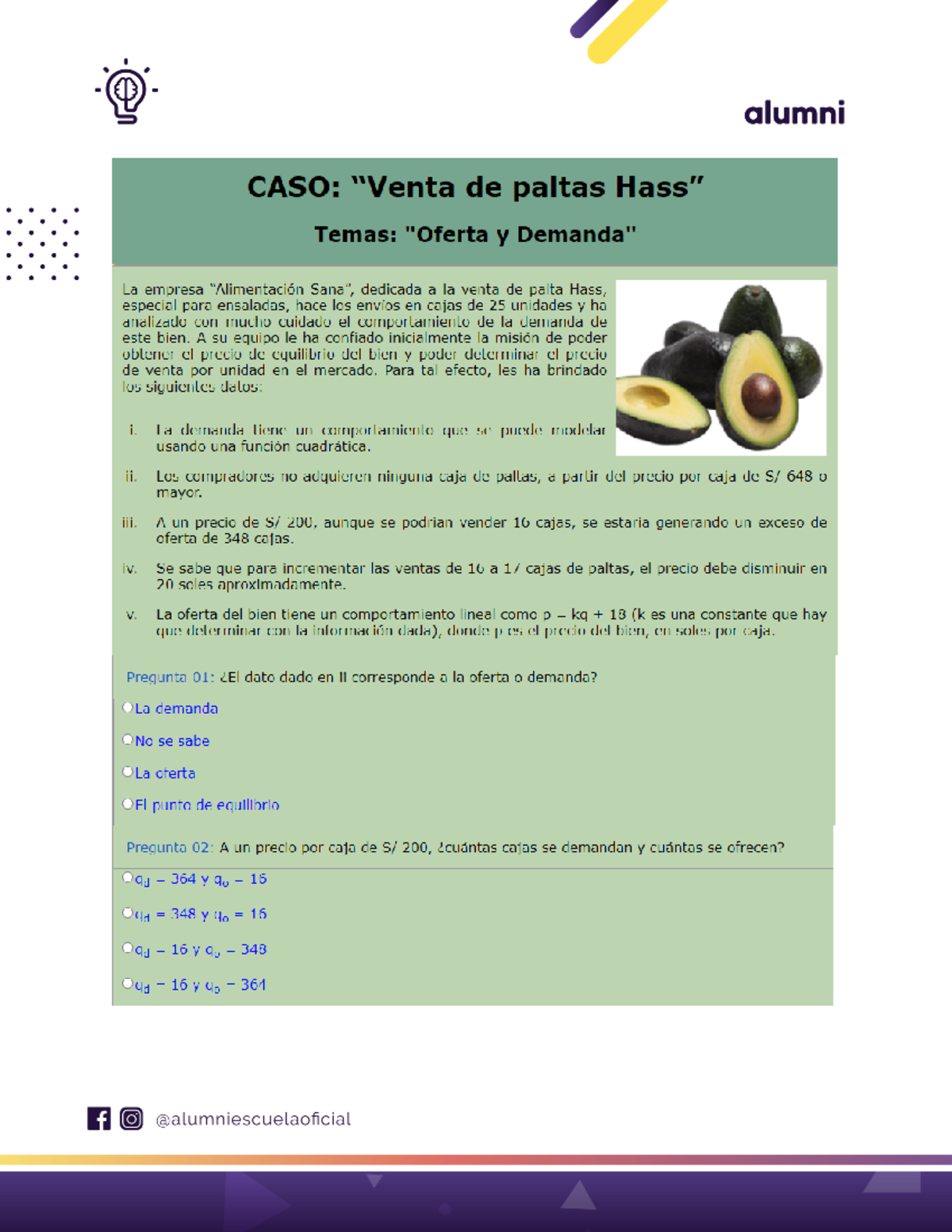 CASO 1 (venta de palta) CAL 22-2 - Cálculo - Studocu