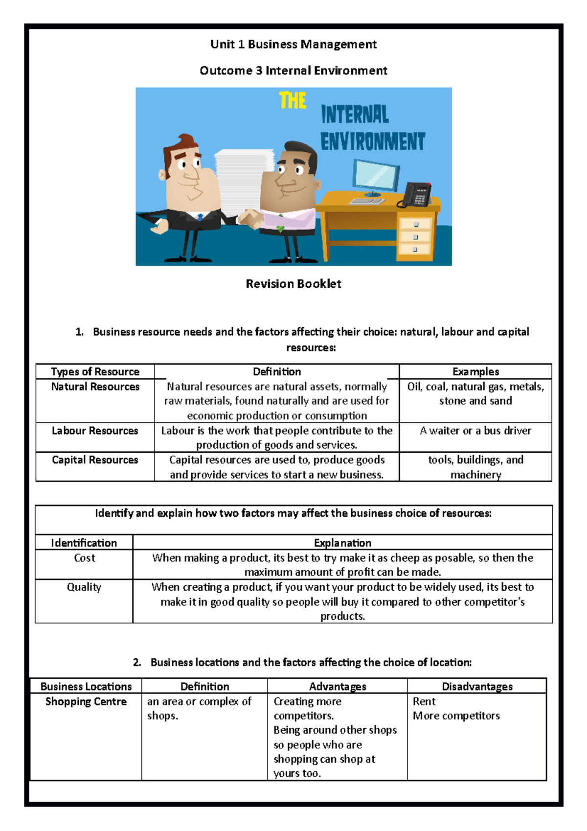 Unit 1 Business Management - Studocu