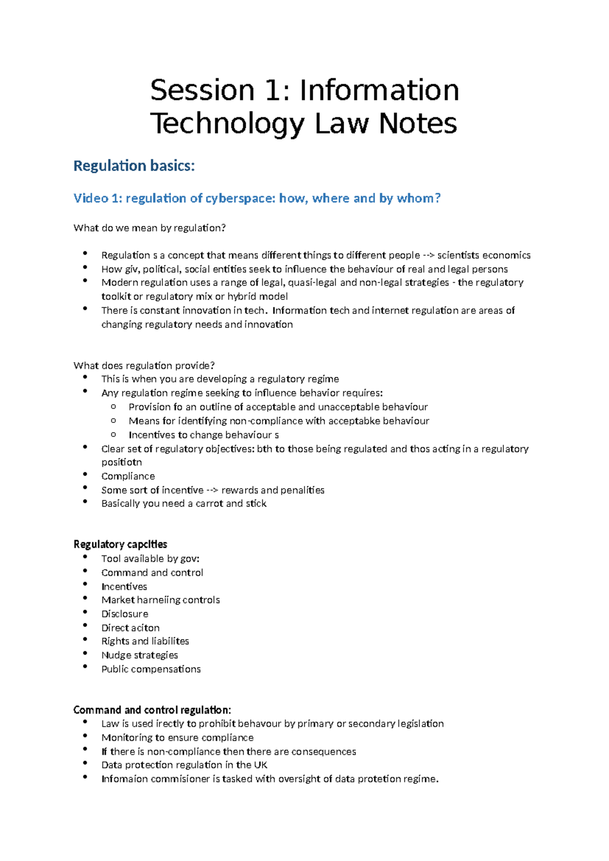 Session 1 Information Technology Notes - Session 1: Information ...