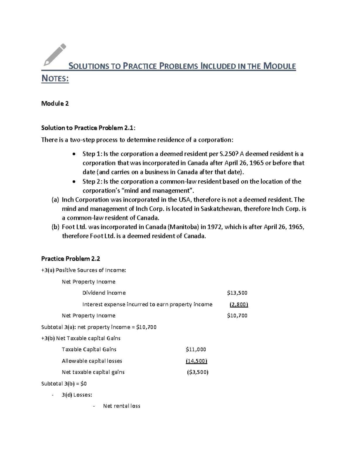 Solution to Modules 2 practice problems - SOLUTIONS TO PRACTICE ...