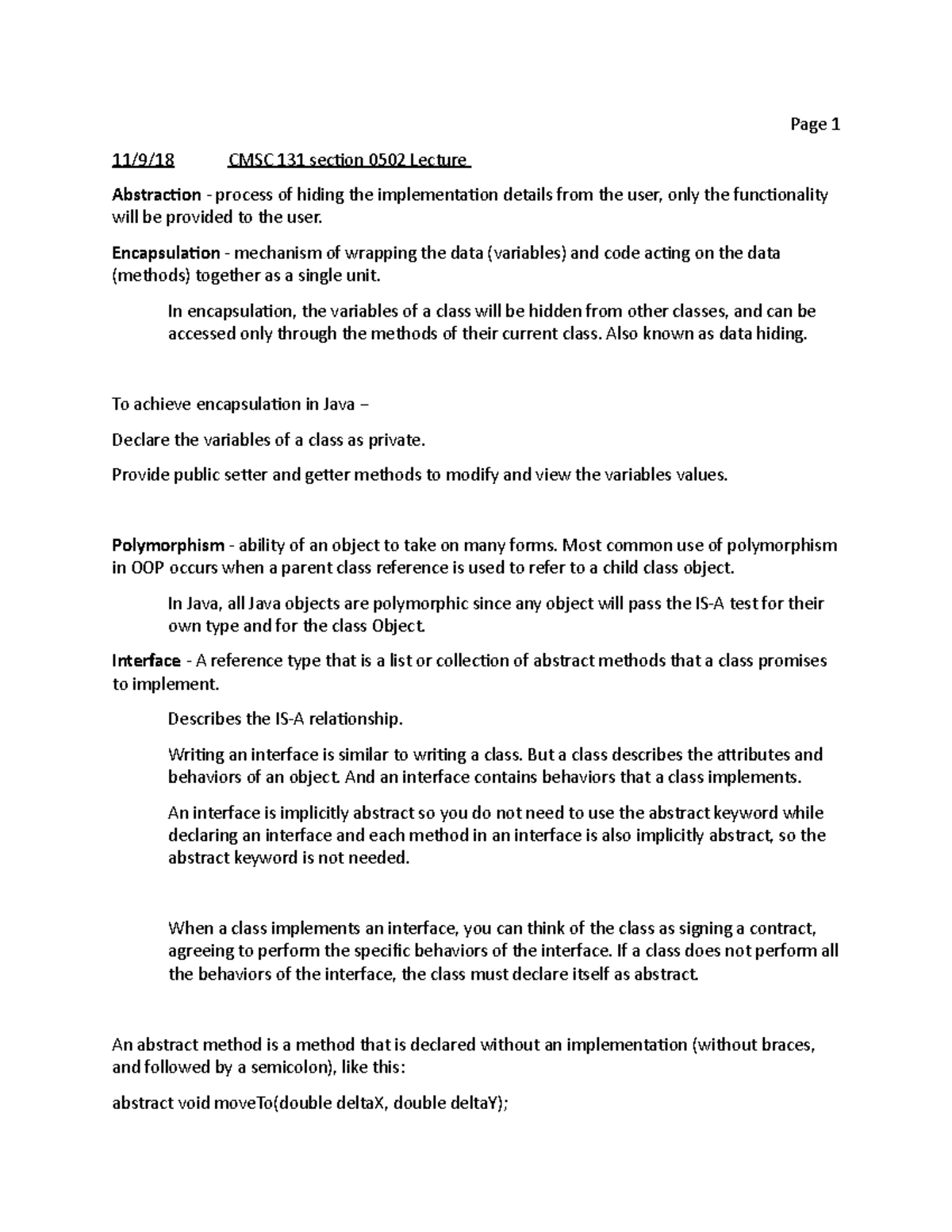 11-9-18 - Lecture notes 33 - Page 1 11/9/18 CMSC 131 section 0502 ...