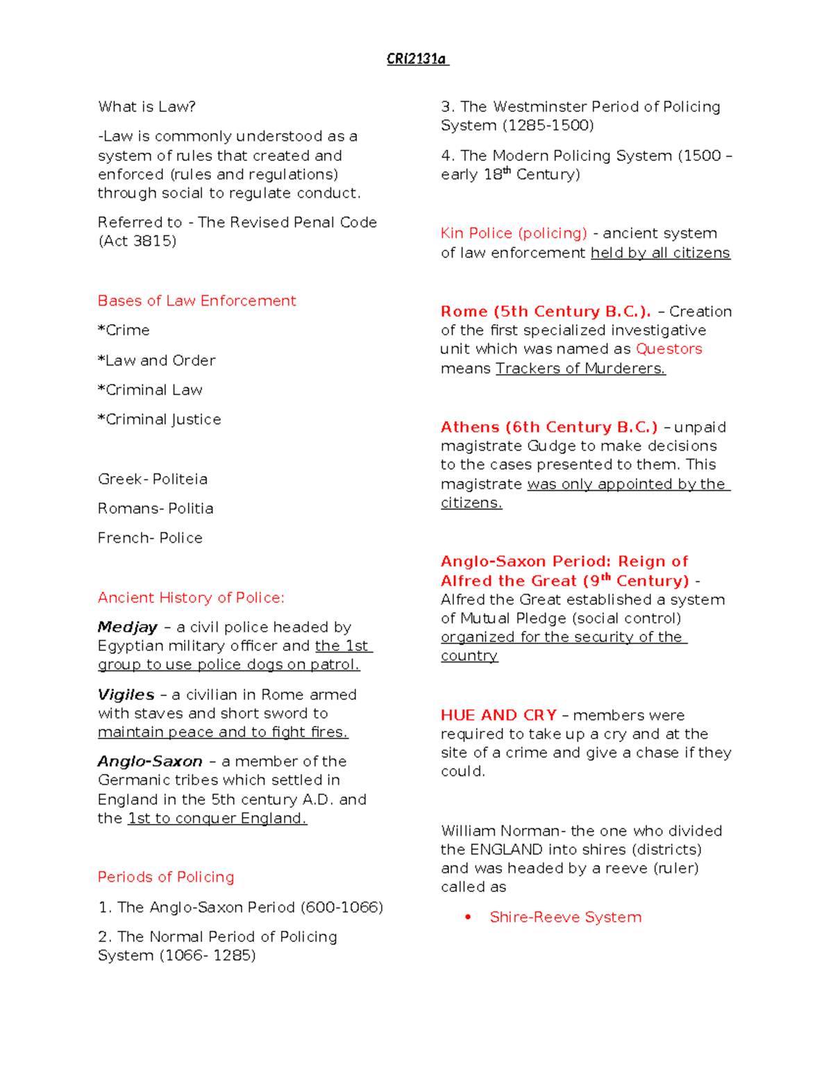 CRI213a - CRI2131a What is Law? -Law is commonly understood as a system ...