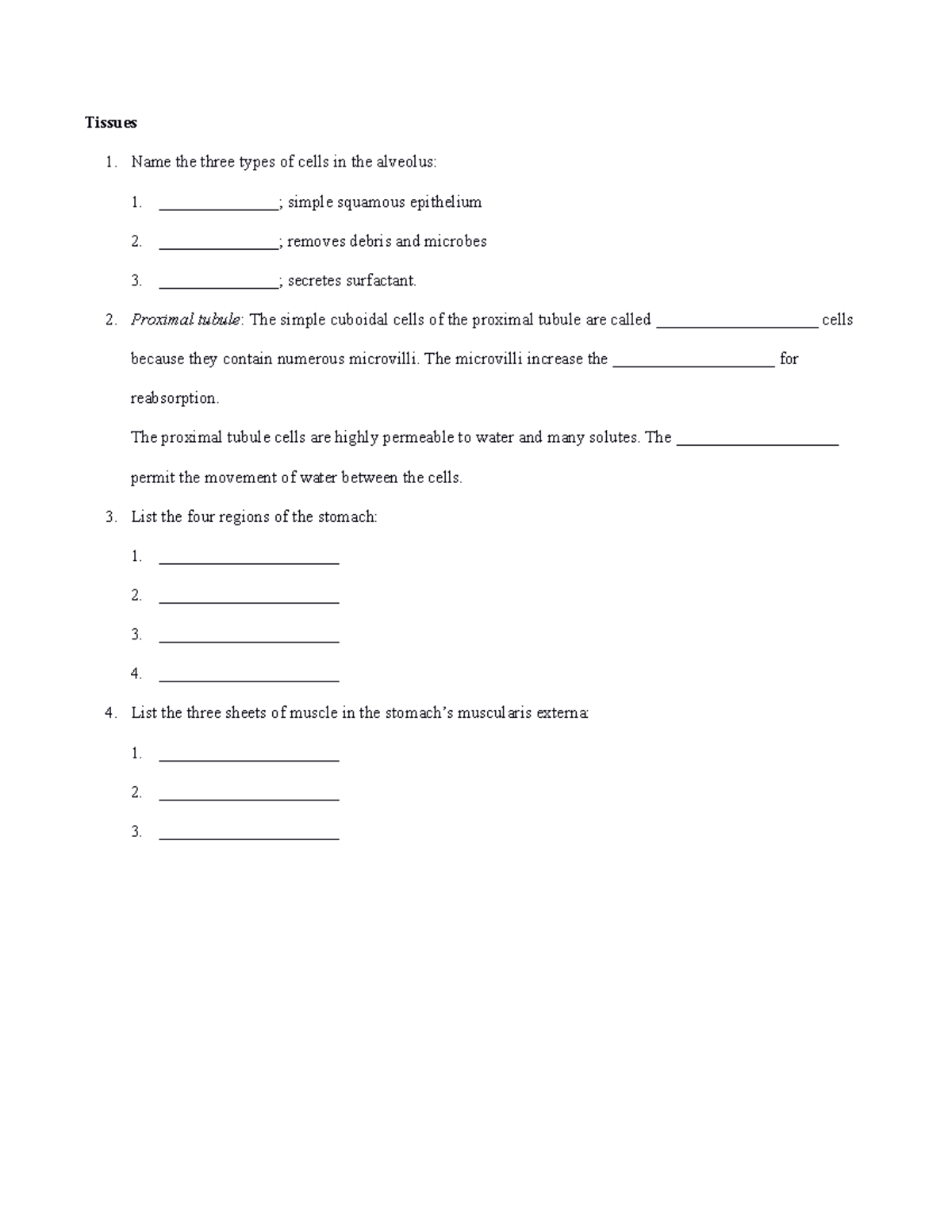 Worksheet-tissues - This is a worksheet for the tissues section. - Tissues 1. Name the three ...