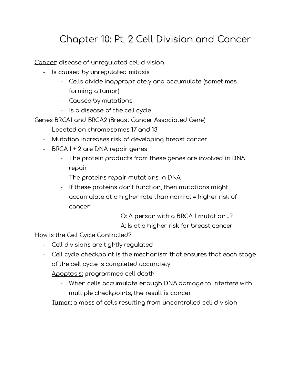 Chapter 10 Pt 2 Cell Division and Cancer - Deprecated API usage: The ...